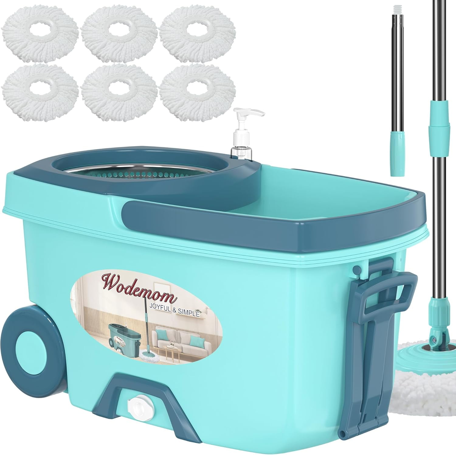 Spin Mop and Bucket System, Mop and Bucket with Wringer Set,Mops for ...