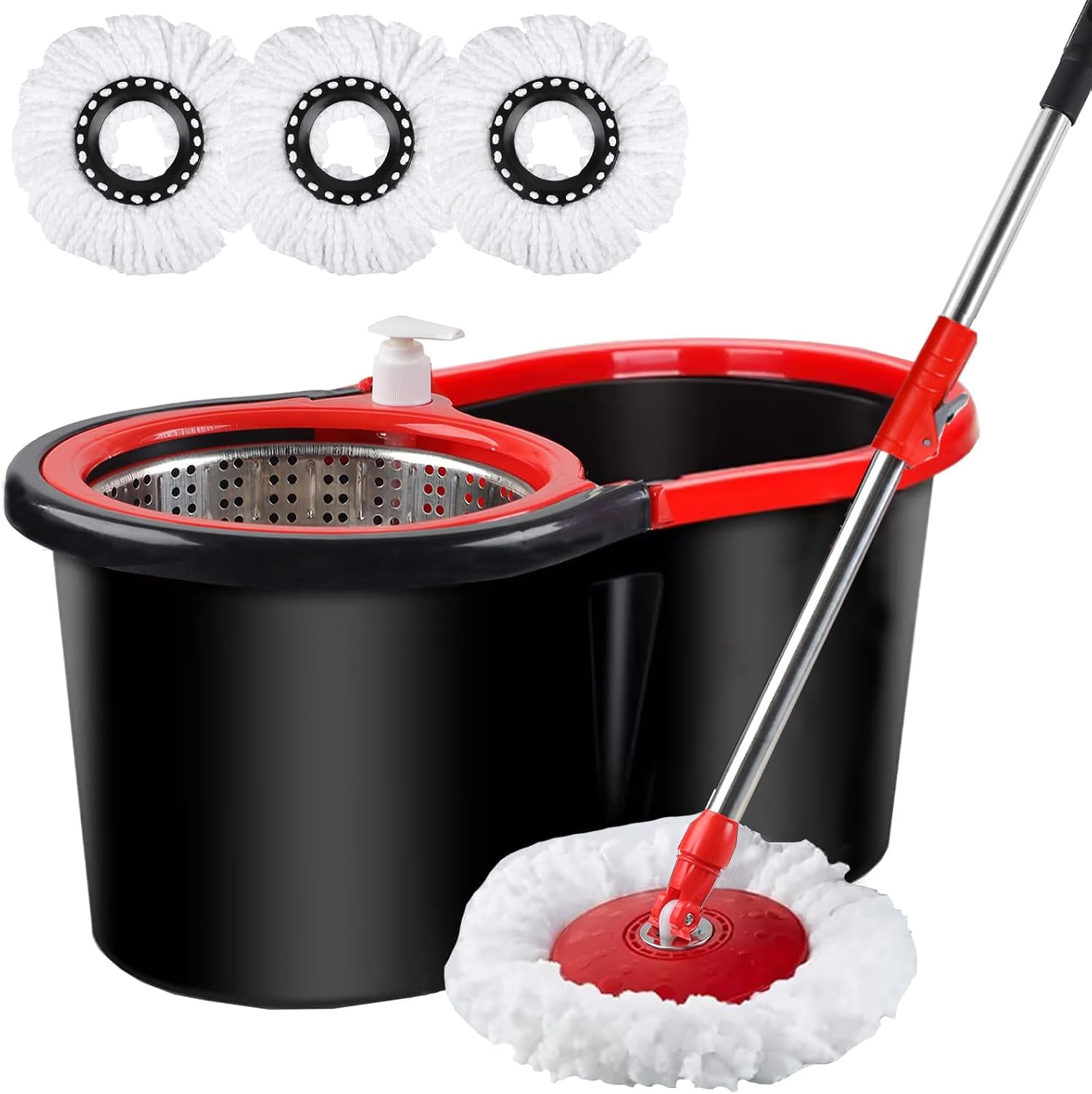 Spin Mop and Bucket with Wringer Set, 360°Rotating Head Mop Bucket ...