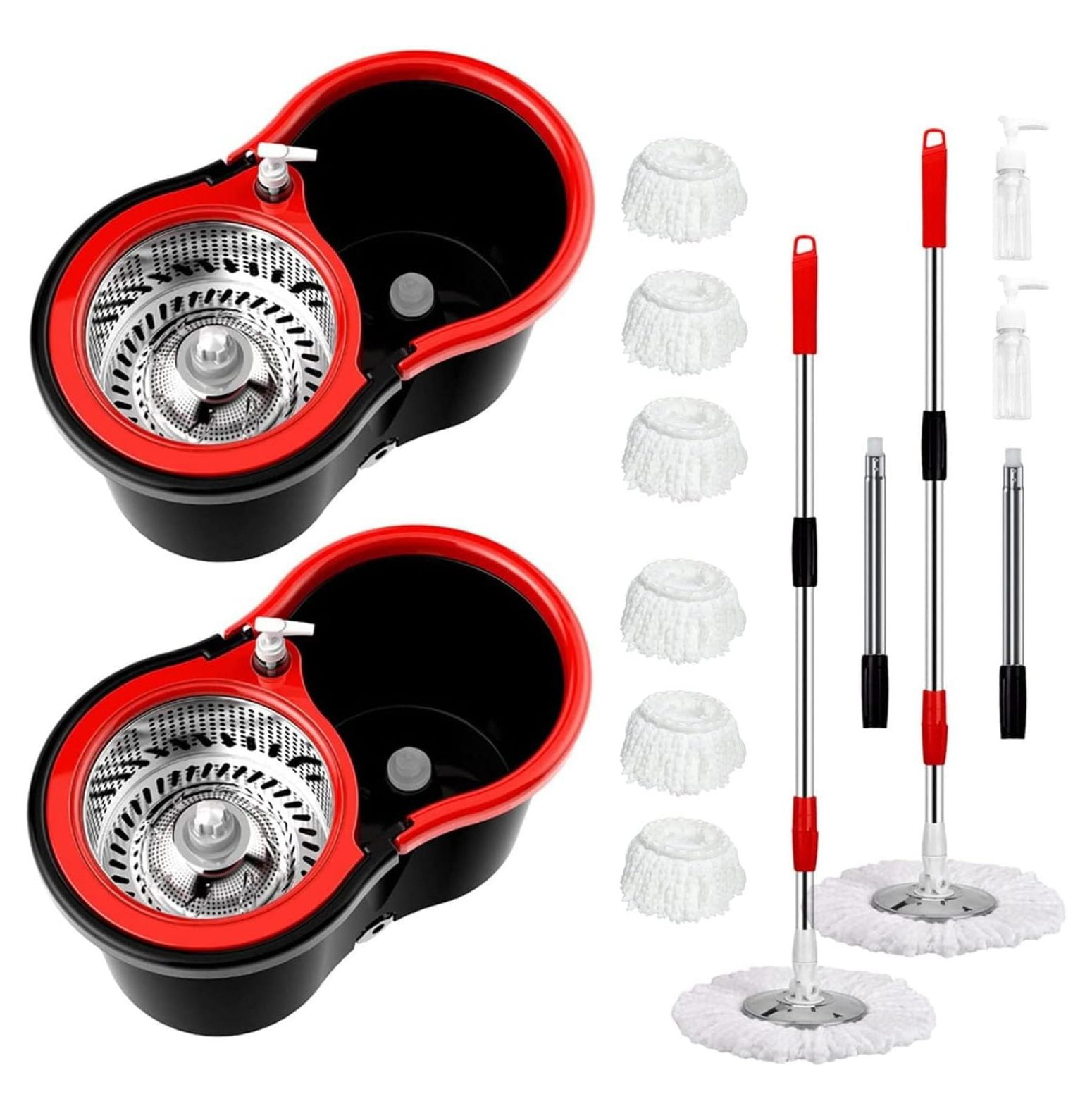 Spin Mop and Bucket with Wringer Set，360° Spin Mop and Bucket System ...