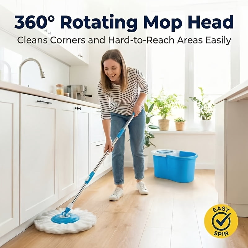 Spin Mop And Bucket with Wringer Set, 360° Spinning Mop Bucket System ...
