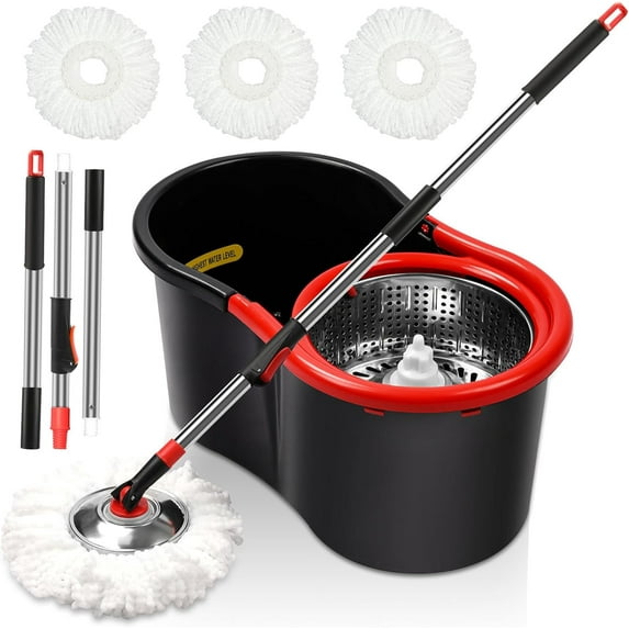 Spin Mop and Bucket with Wringer Set, 360° Spinning Mop Bucket System ...