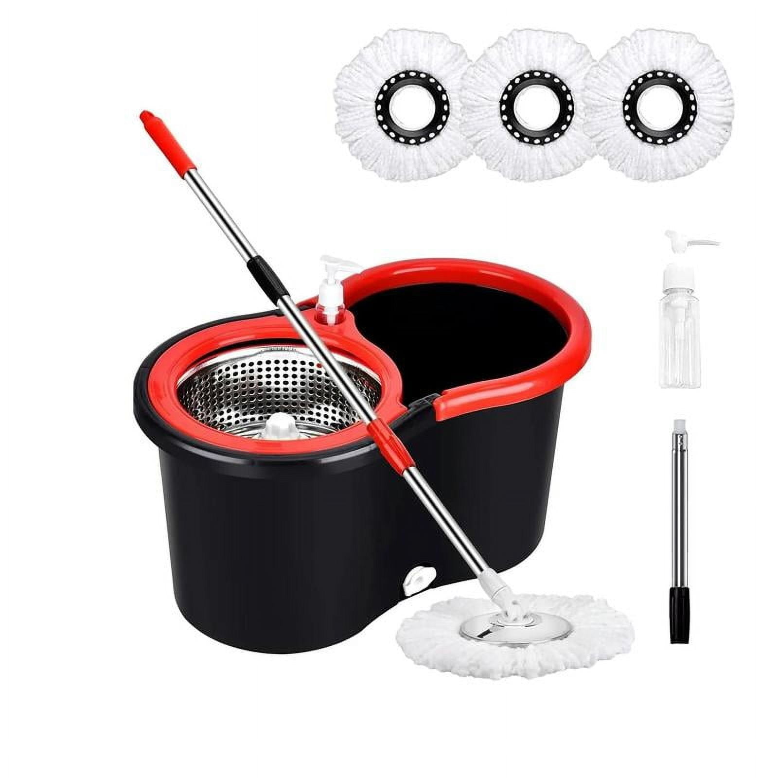 Spin Mop and Bucket with Wringer Set, 360° Spinning Mop Bucket System, 3 Microfiber Mop ...