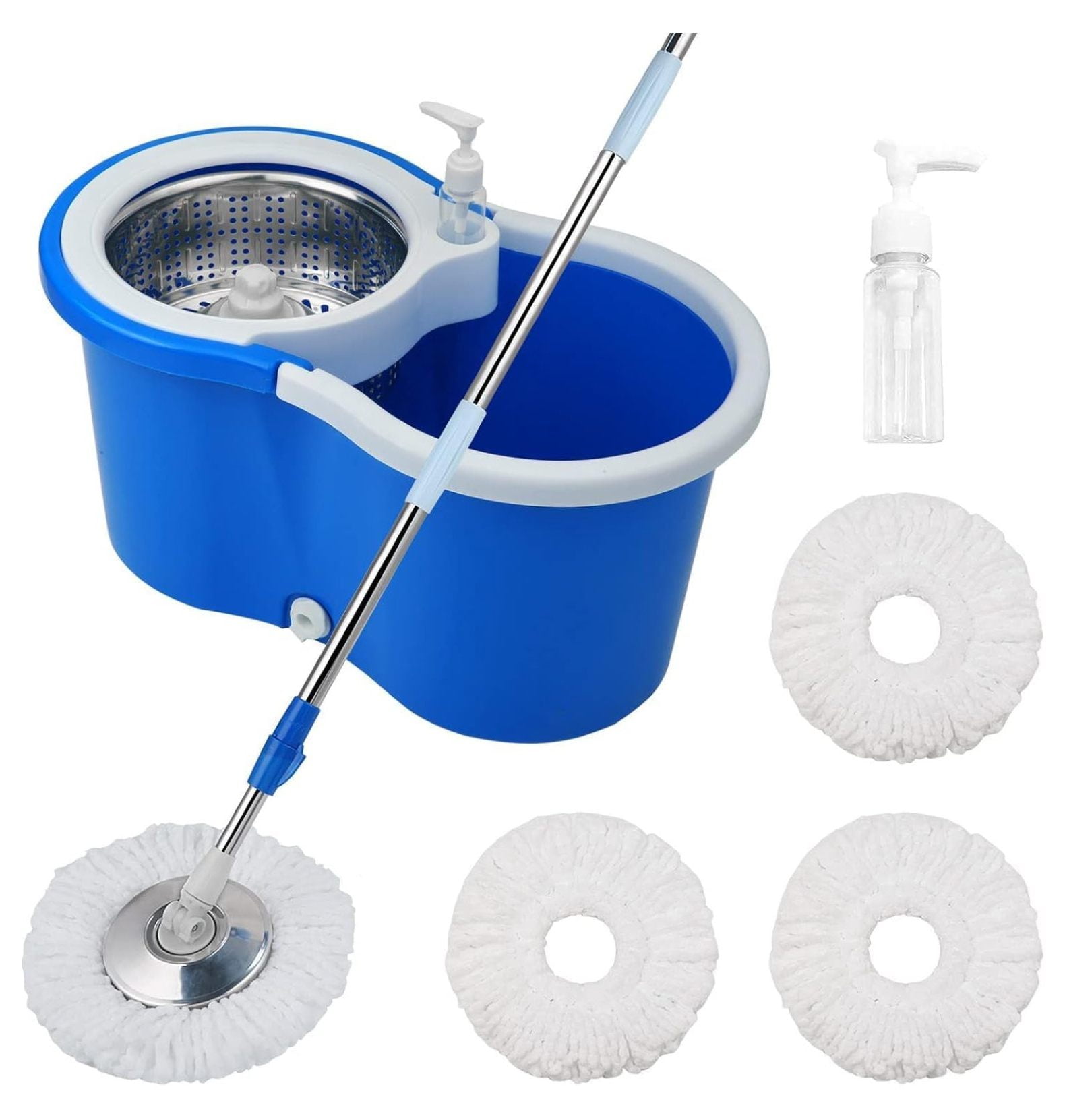 Spin Mop and Bucket with Wringer Set, 360° Spinning Mop Bucket System ...