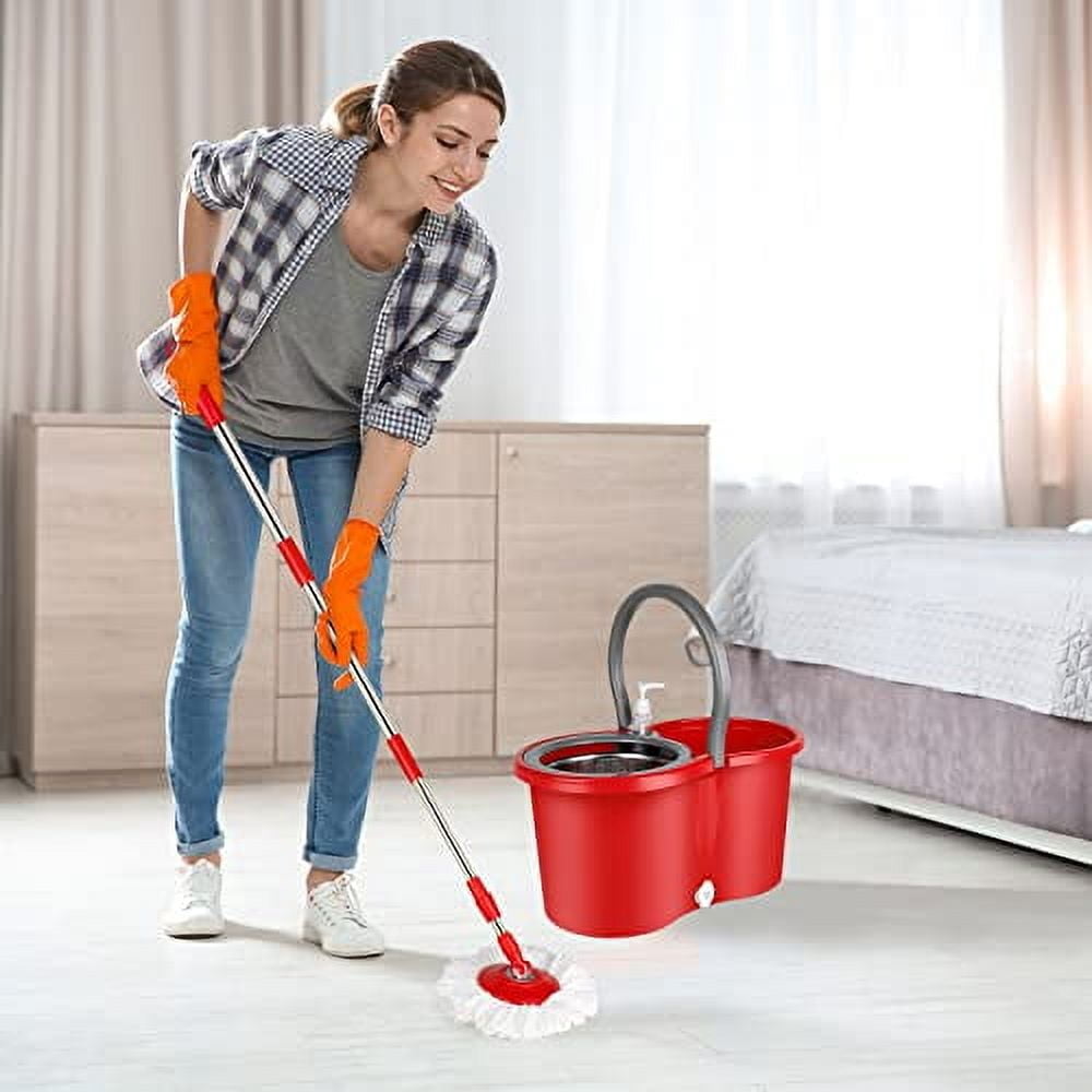 Spin Mop and Bucket with Wringer Set, 360° Spinning Mop Bucket System ...