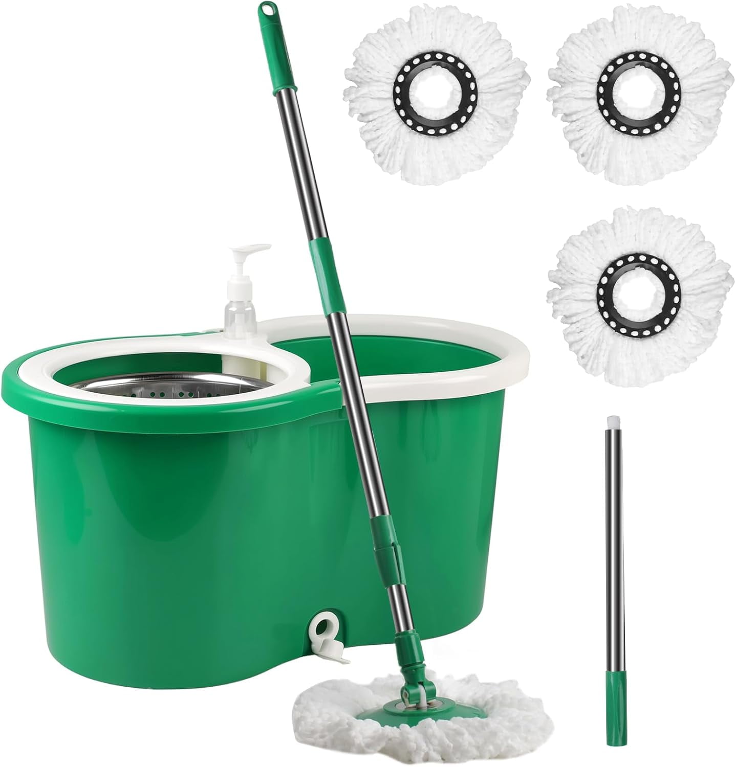 Spin Mop and Bucket with Wringer Set, 360° Spinning Mop Bucket System ...
