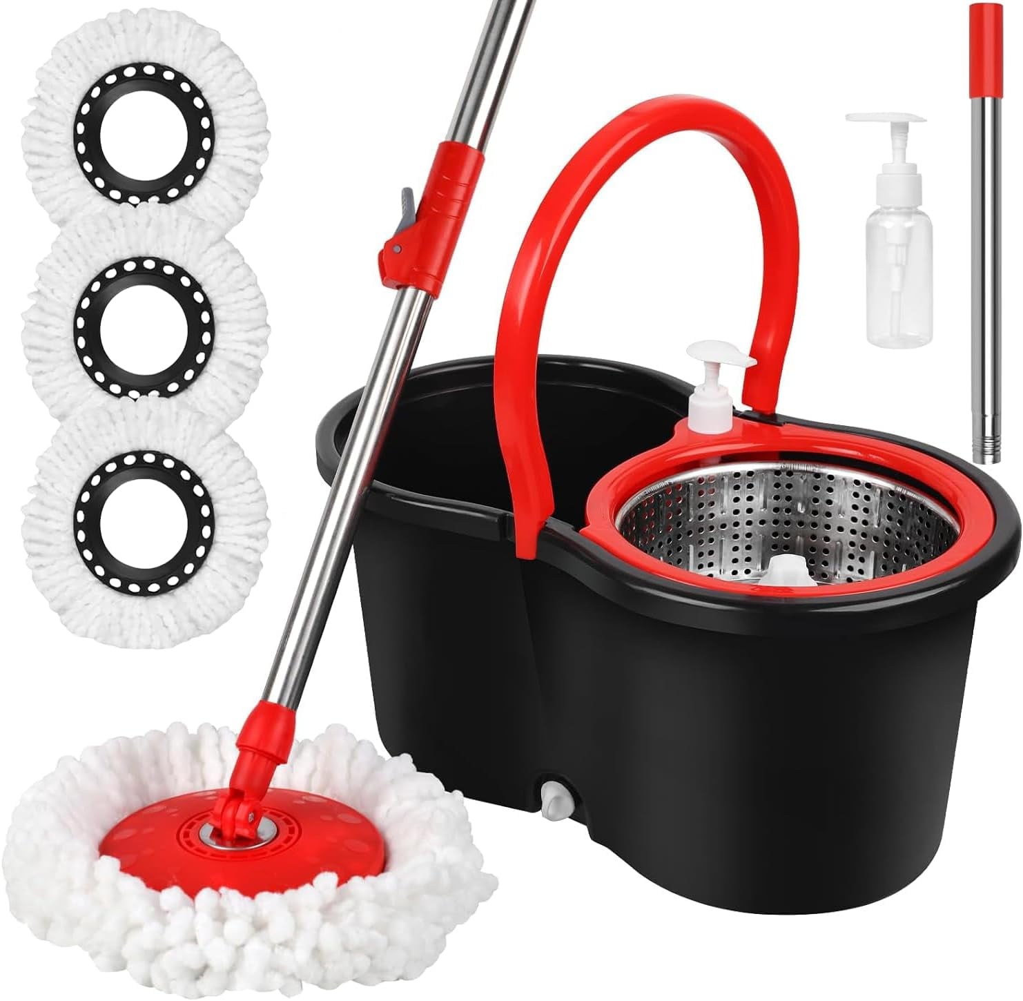 Spin Mop and Bucket with Wringer Set, 360? Spinning Mop Bucket System ...