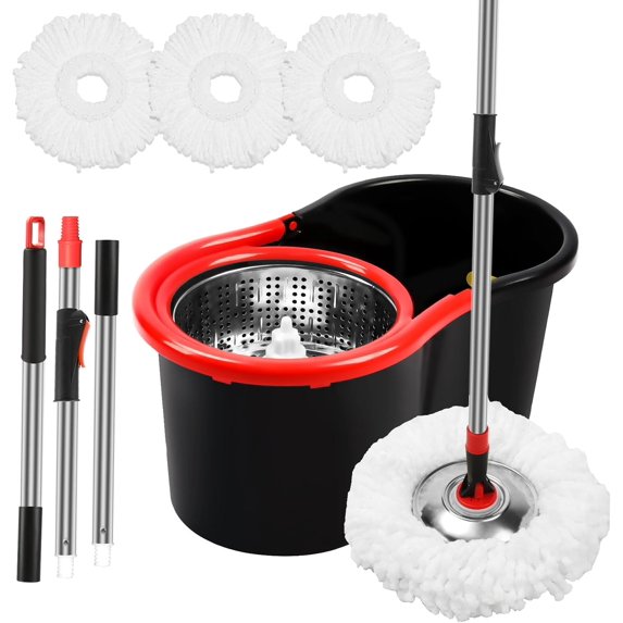 Spin Mop and Bucket with Wringer Set, 360? Spinning Mop Bucket System ...