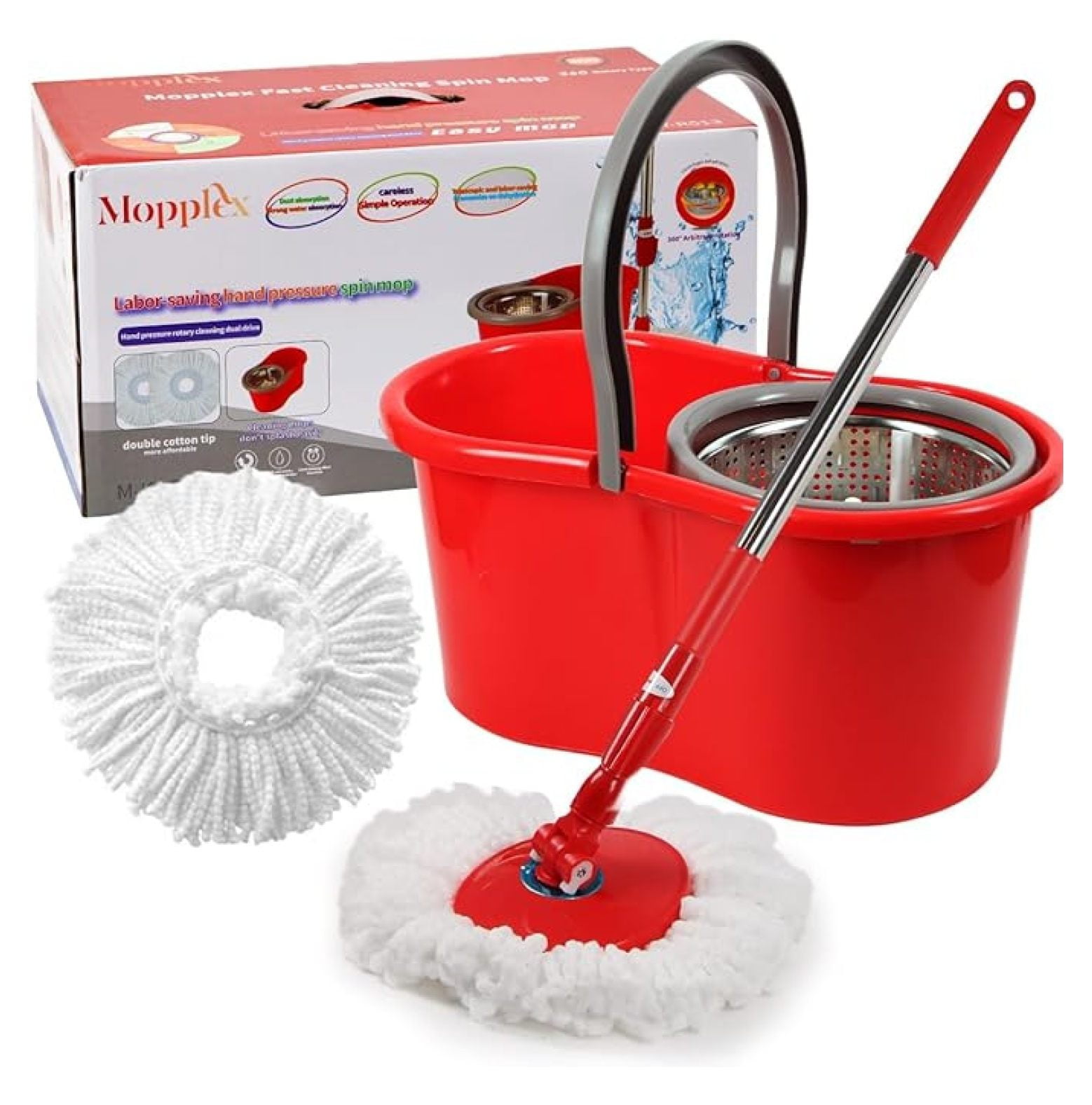 Spin Mop and Bucket with Wringer Set, 360° Spinning Mop and Bucket ...