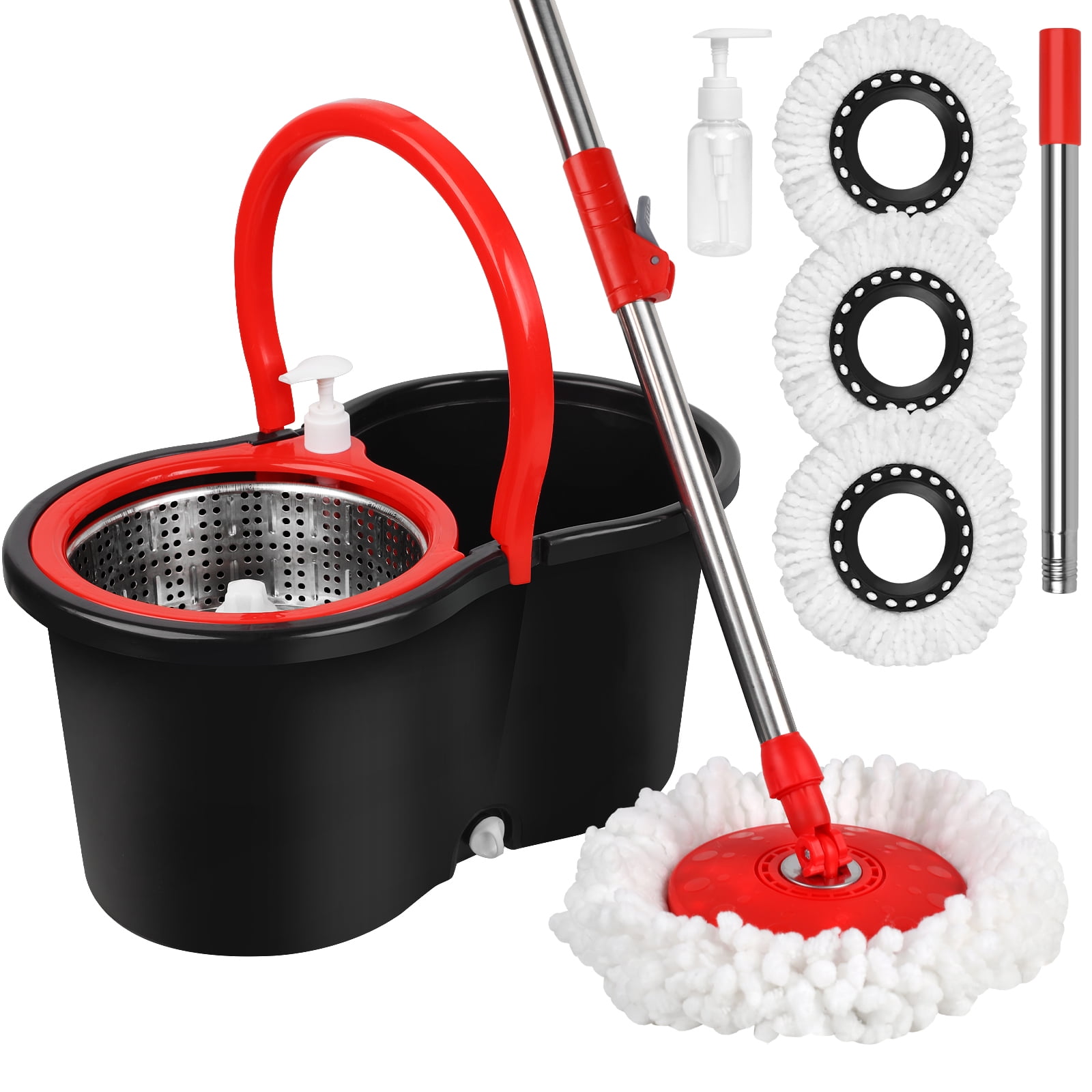 Spin Mop and Bucket with Wringer Set, 360° Spinning Mop Bucket System ...