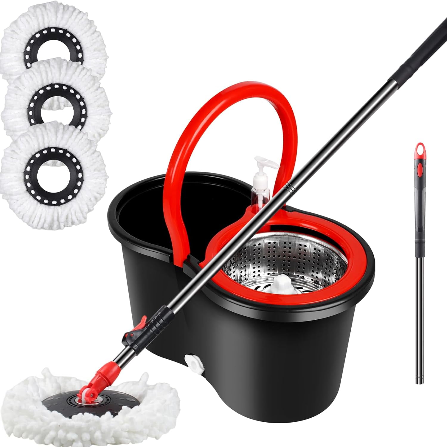 Spin Mop and Bucket with Wringer Set, 360° Spinning Mop Bucket System ...