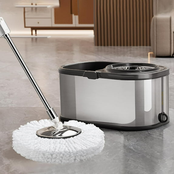 Spin Mop and Bucket with Wringer Set for Home,360° Mop and Bucket with Separate Clean and Dirty ...