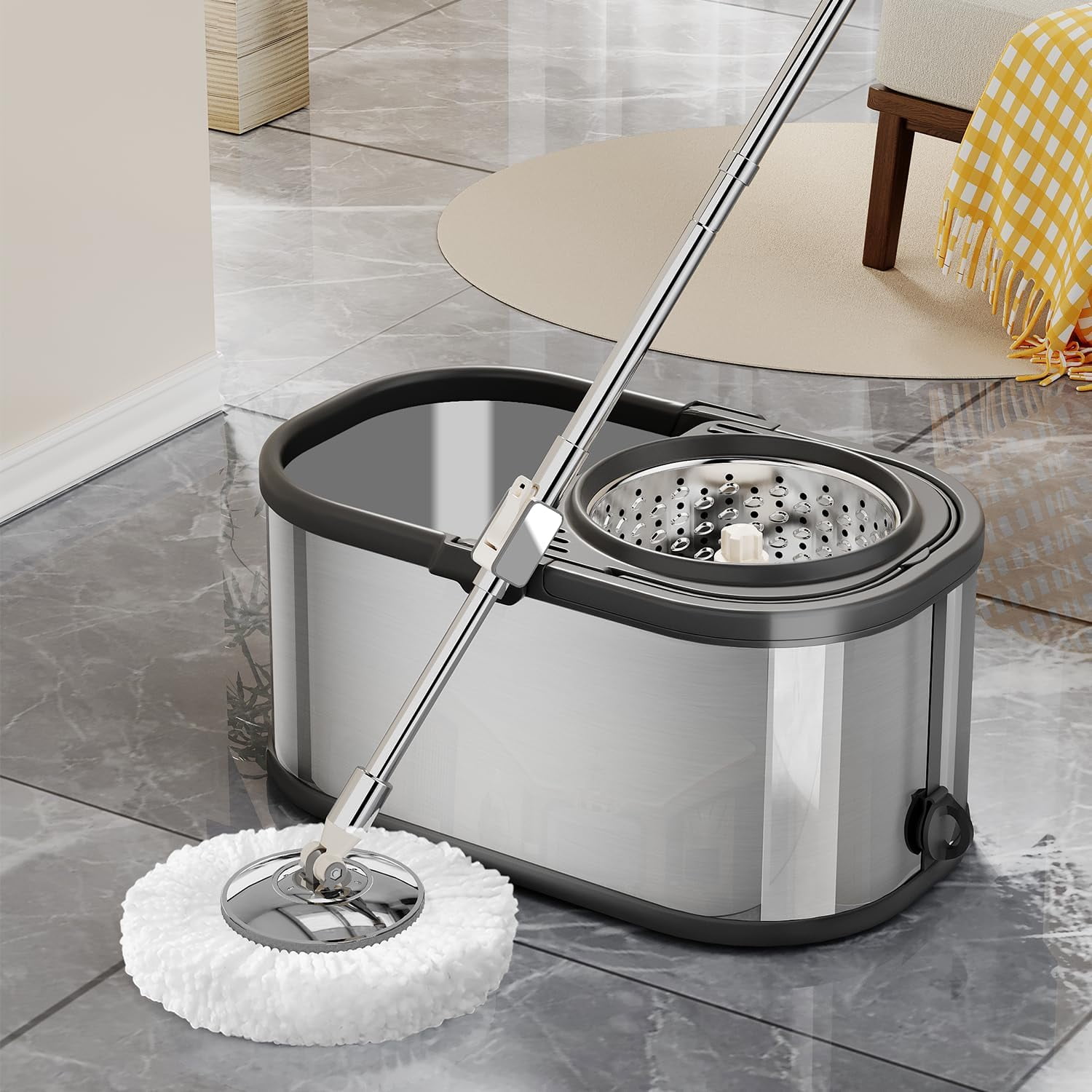 Spin Mop and Bucket with Wringer Set for Home,360° Mop and Bucket with ...