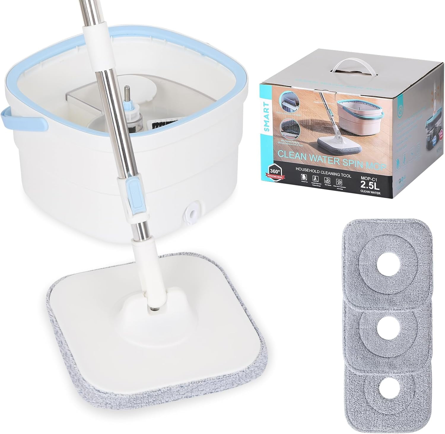 Spin Mop and Bucket with Wringer Set for Home Cleaning Spinning Mops ...