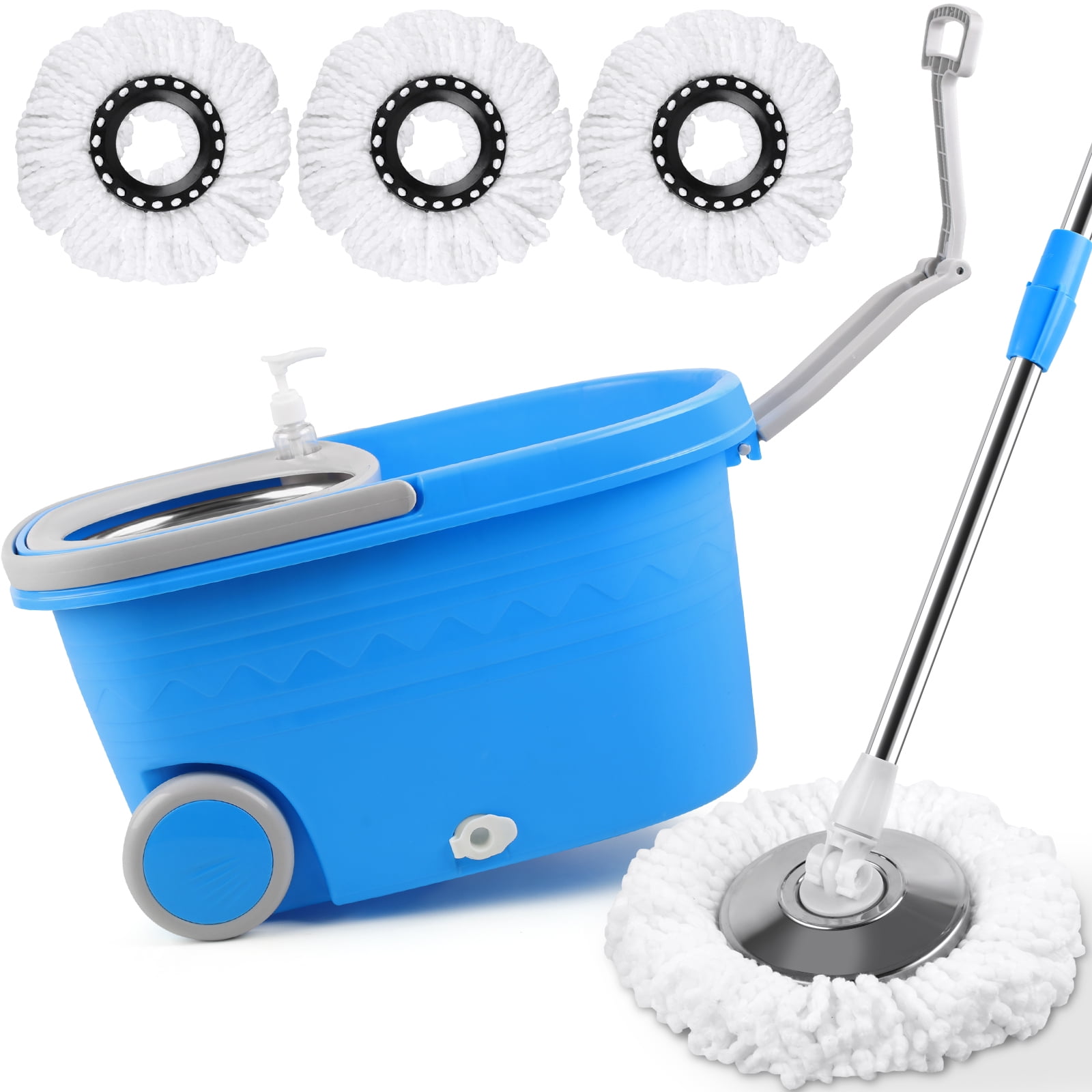 Spin Mop and Bucket with Wringer Set On Wheels, 360° Spinning Mop ...