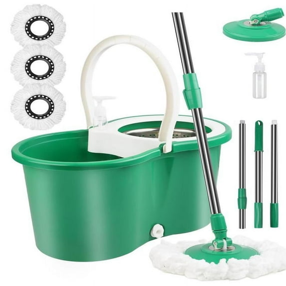 Spin Mop Bucket with Wringer Set, Operable 360 ° Rotating Mop Bucket Set, with 3 Microfiber ...