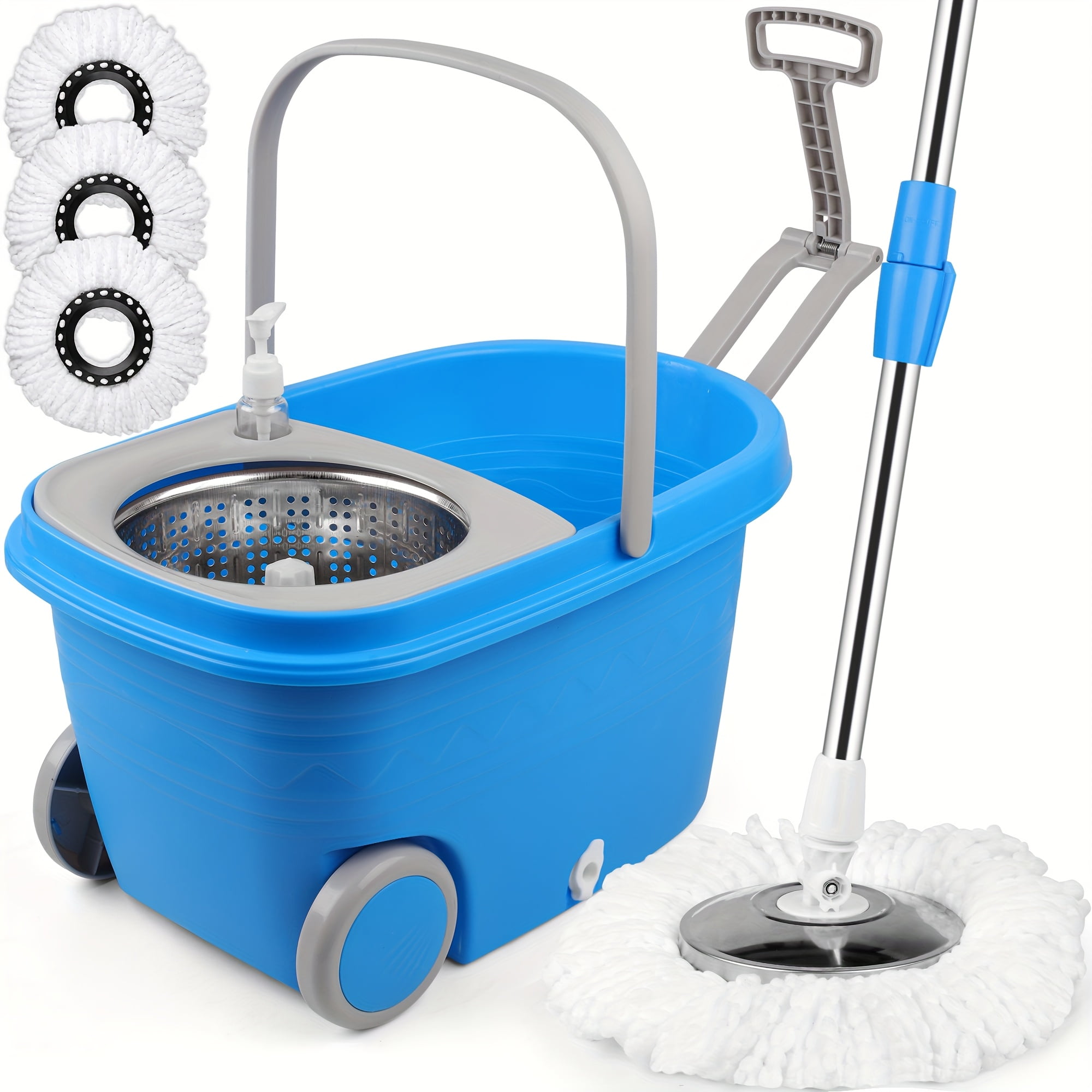 Spin Mop And Bucket With Wringer Set On Wheels, 360° Spinning Mop ...