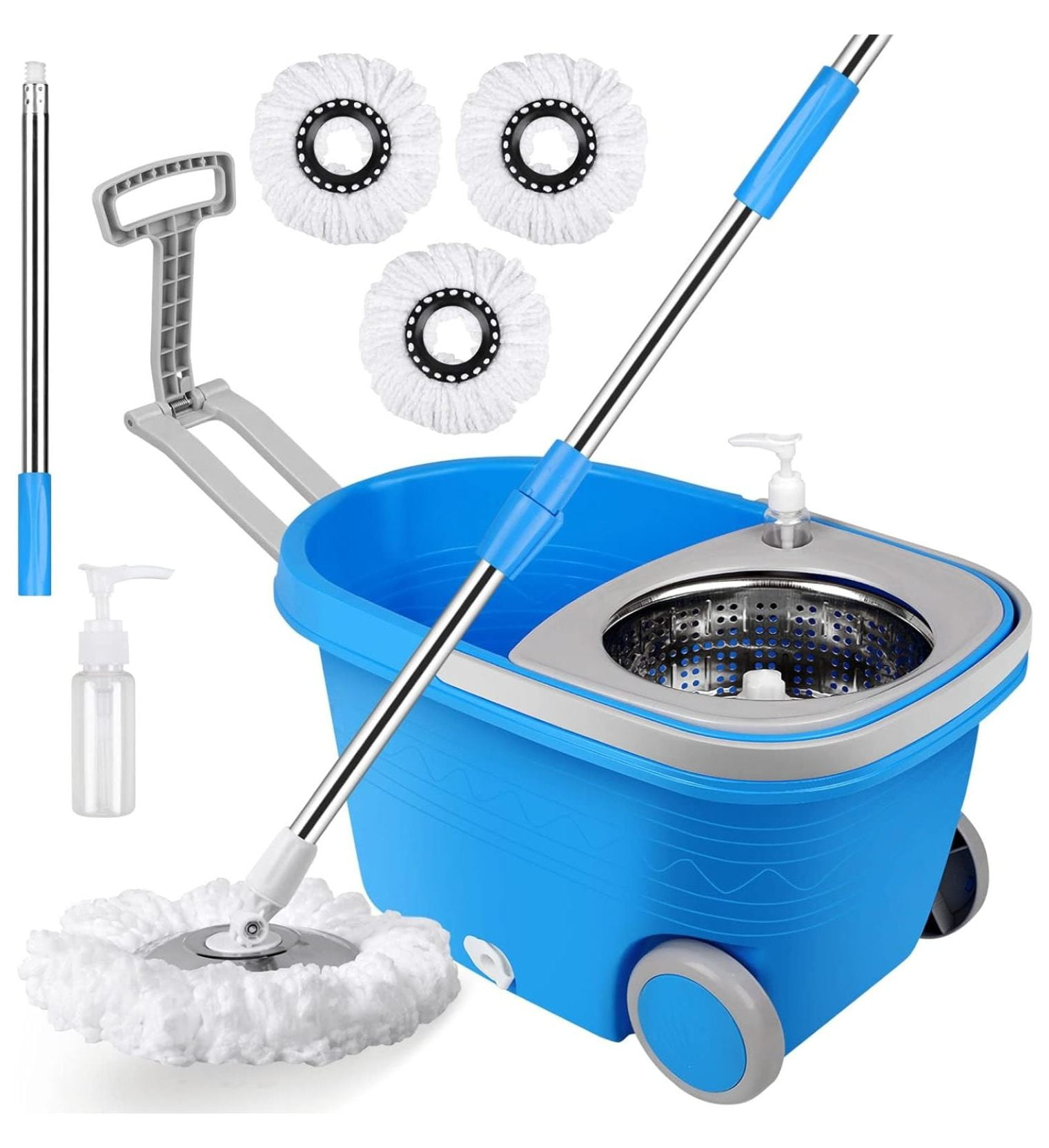 MHSHZLJZK 360° Rotating Mop Bucket System with 3 superfiber mop ...