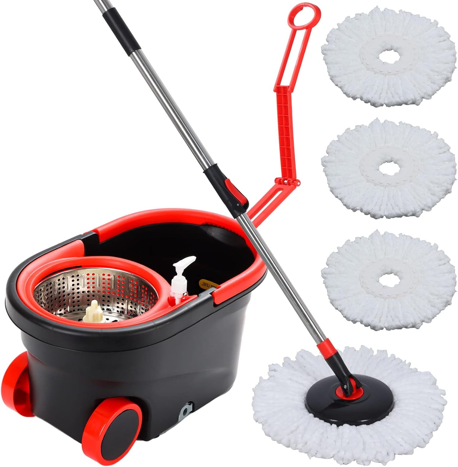 Spin Mop and Bucket with Wringer Set on Wheels, 360° Spinning Mop ...