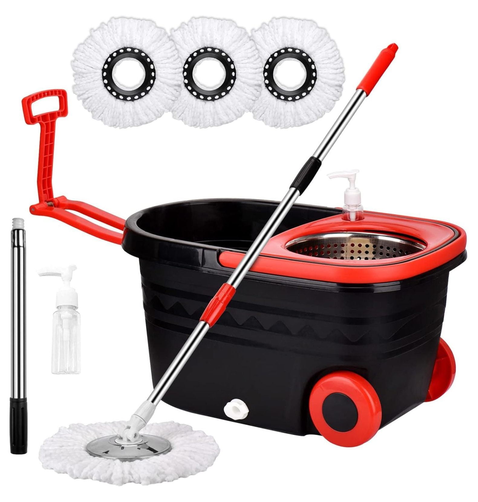 Spin Mop and Bucket with Wringer Set on Wheels, 360 Spinning Mop with ...