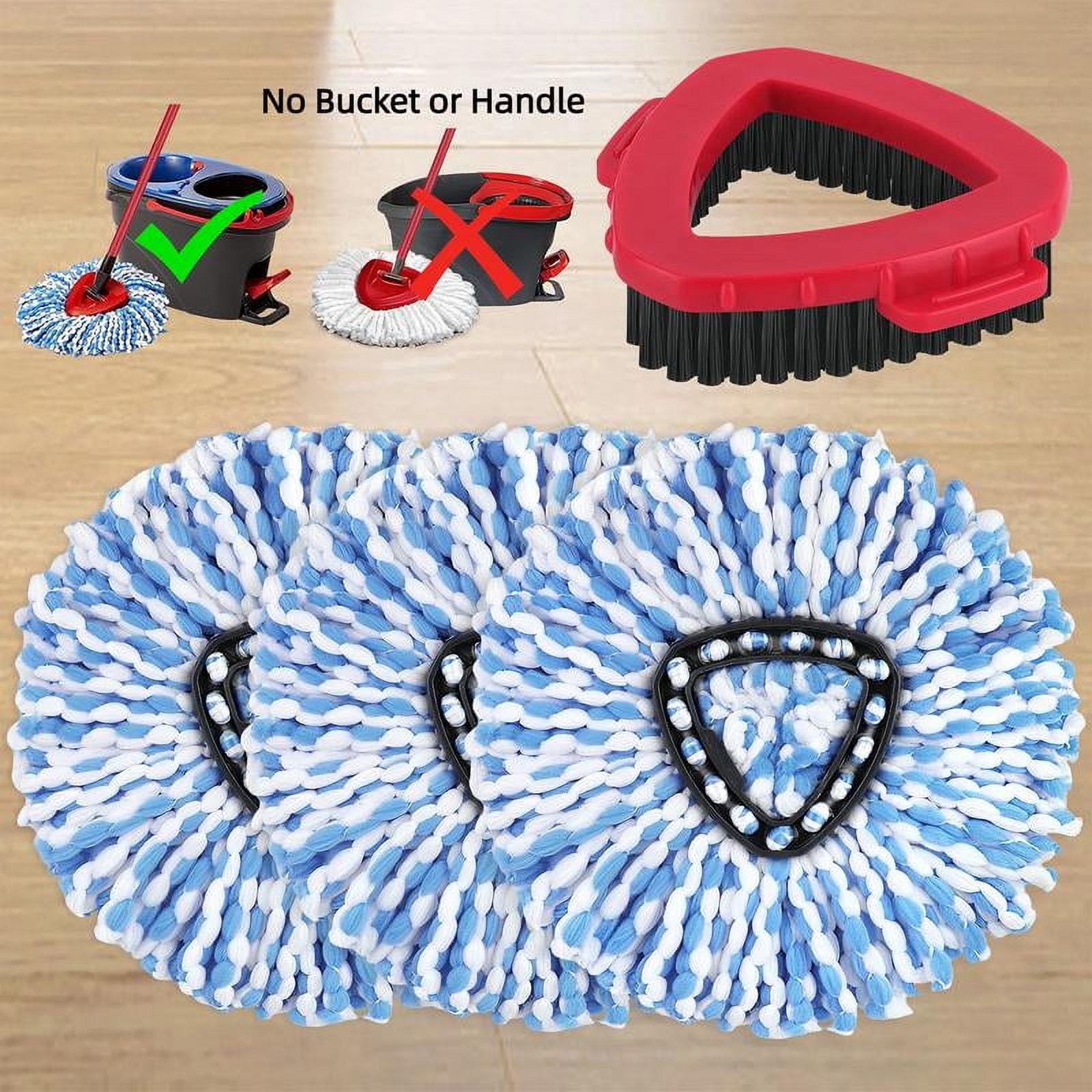 Spin Mop Heads and Scrub Brush Refills Bundles For Tank Mop Bucket and ...