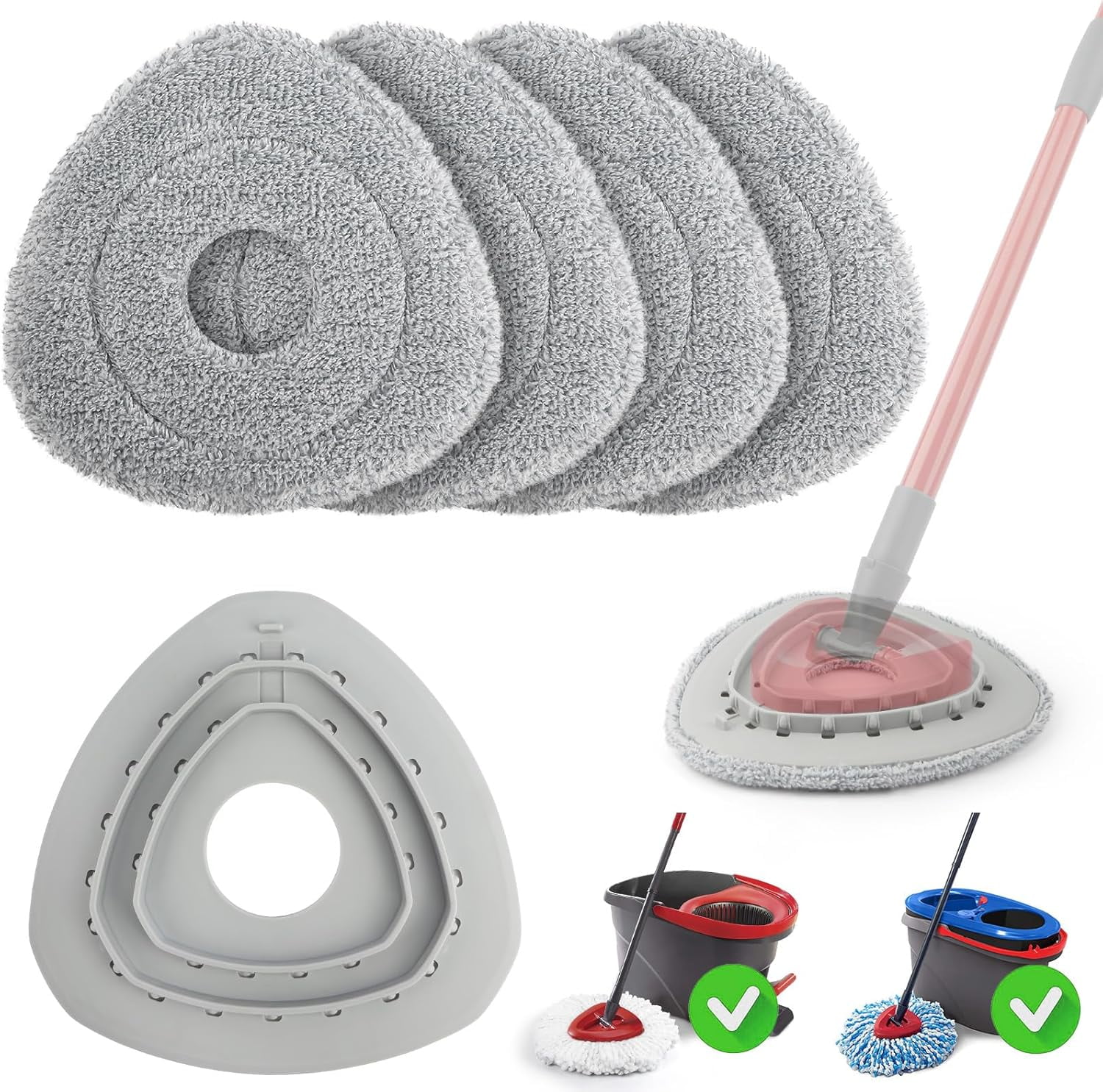 Spin Mop Pad Replacement Compatible with O Cedar Mop Head Replace Flat ...