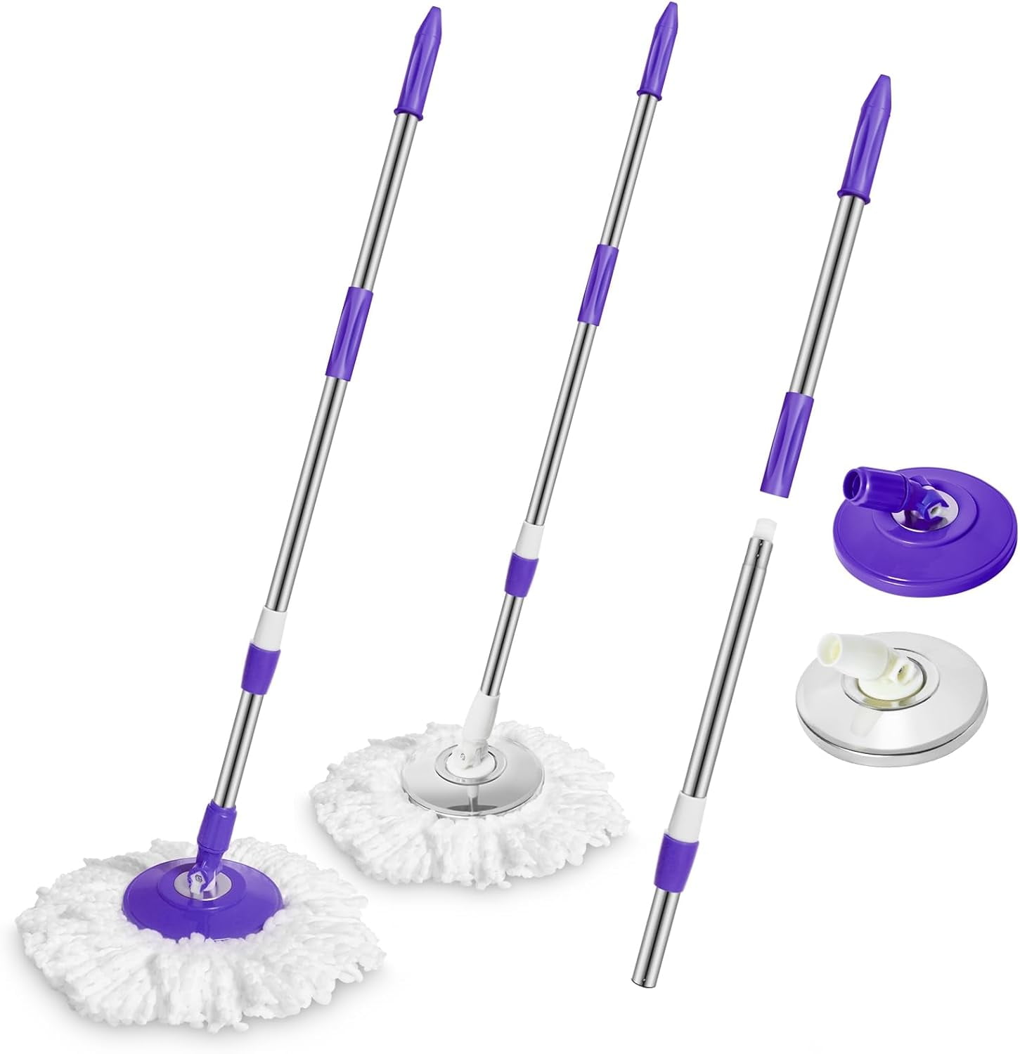 Spin Mop Pole Handle Replacement Head for Floor Mop 360 Degrees Scrub ...