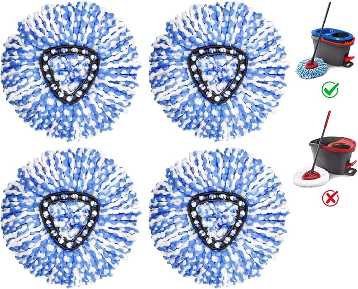 Spin Mop Replacement - 4 Pack RinseClean Mop Refills Compatible with ...