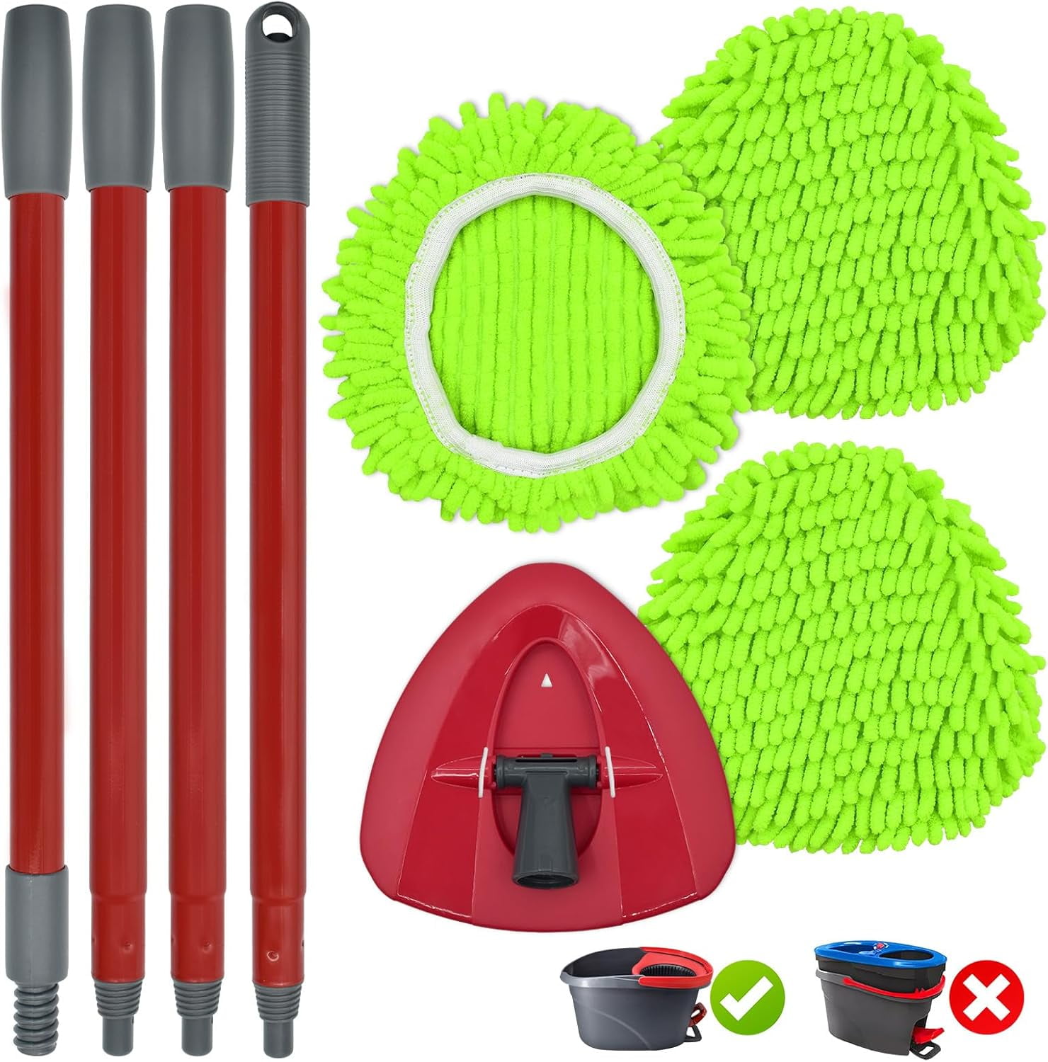 Spin Mop Replacement Head Mop Handle Suit for Ocedar EasyWring 1 Tank ...