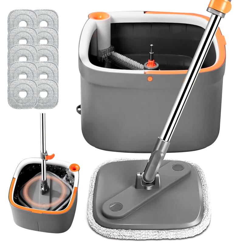 Spin Mop and Bucket System with Dual Compartment Mop Bucket and Thick ...
