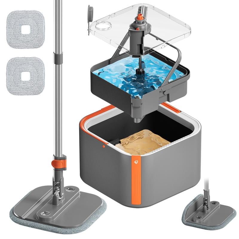 Spin Mop and Bucket System with Dual Compartment Mop Bucket and Thick ...