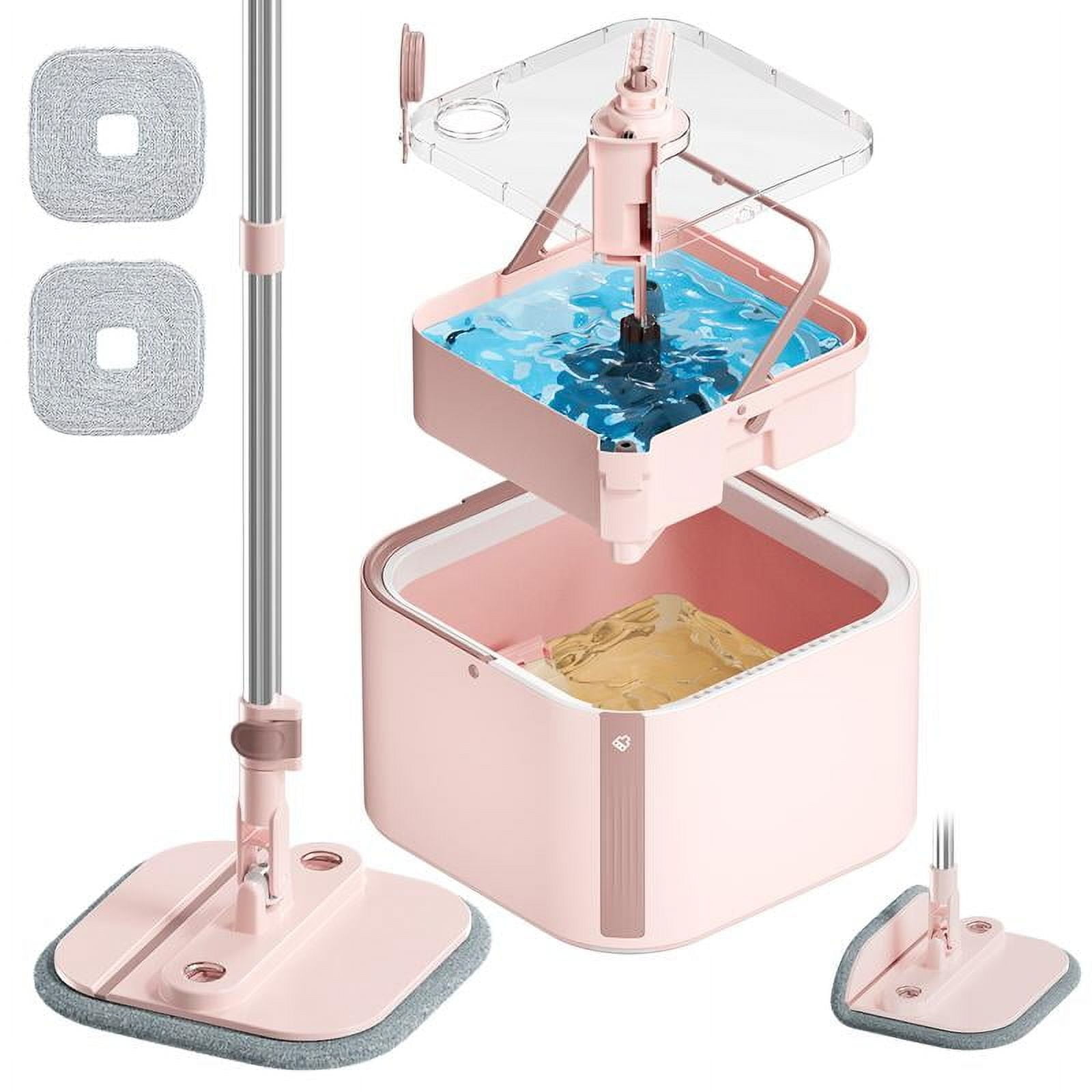 Spin Mop and Bucket System with Dual Compartment Mop Bucket and Thick ...