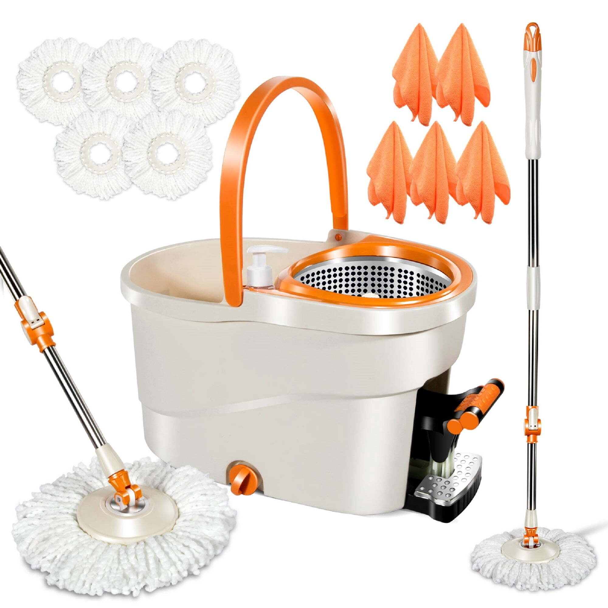Spin Mop and Bucket System with Wringer for Floor,Mop with Bucket,5 ...