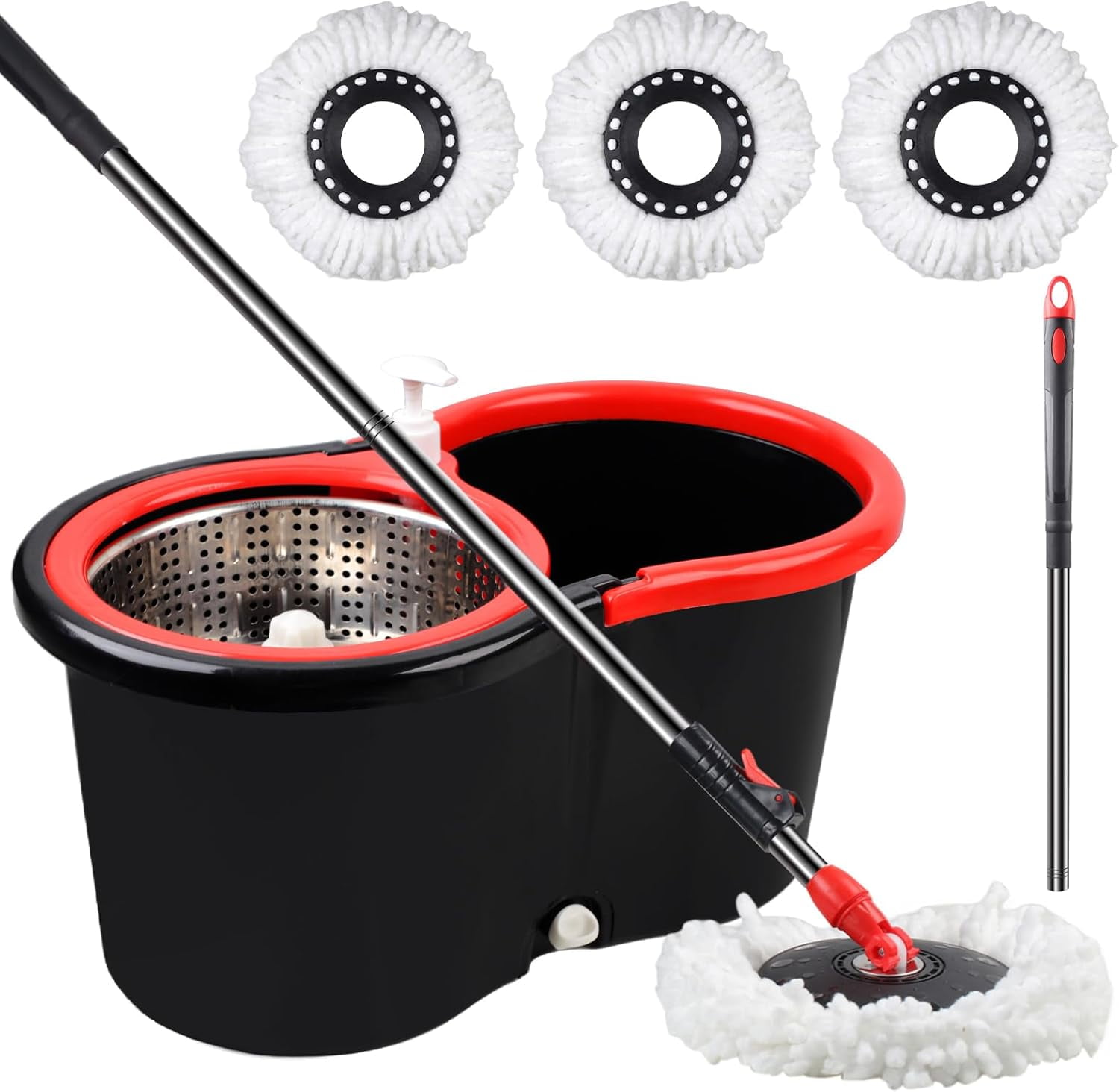 Spin Mop and Bucket with Wringer Set,360° Mop and Bucket System with 3 ...
