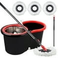"360° Spin Mop and Bucket Set with 3 Microfiber Refills, 61"" Handle ...
