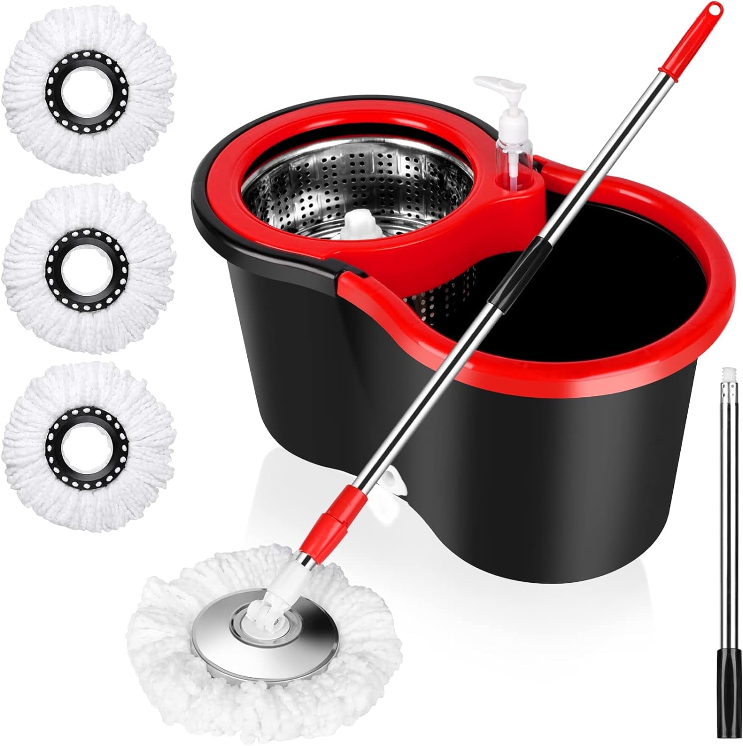 "Spin Mop and Easy Bucket with Wringer Set, Household Rotary System, 3 ...