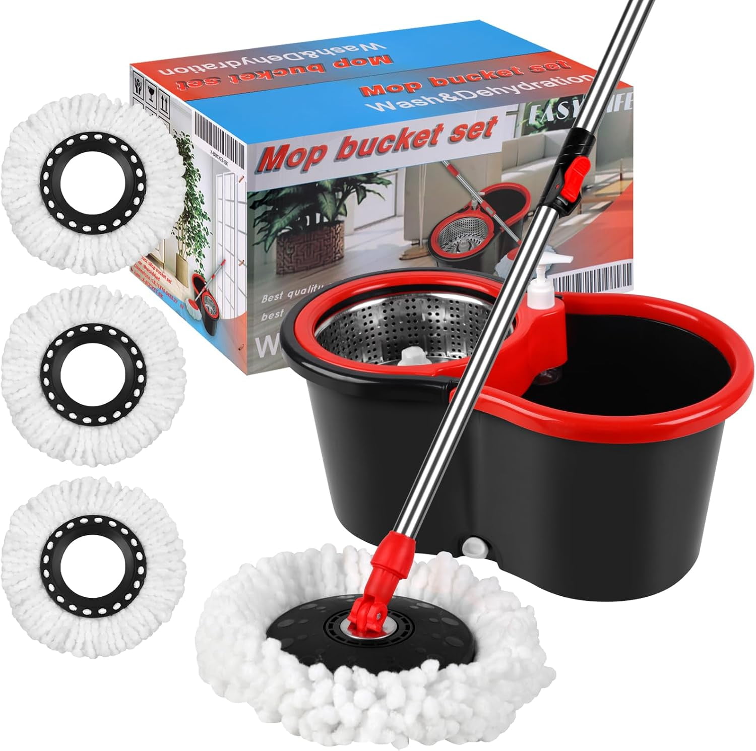 Spin Mop and Bucket with Wringer Set, 360? Spinning Mop and Bucket ...