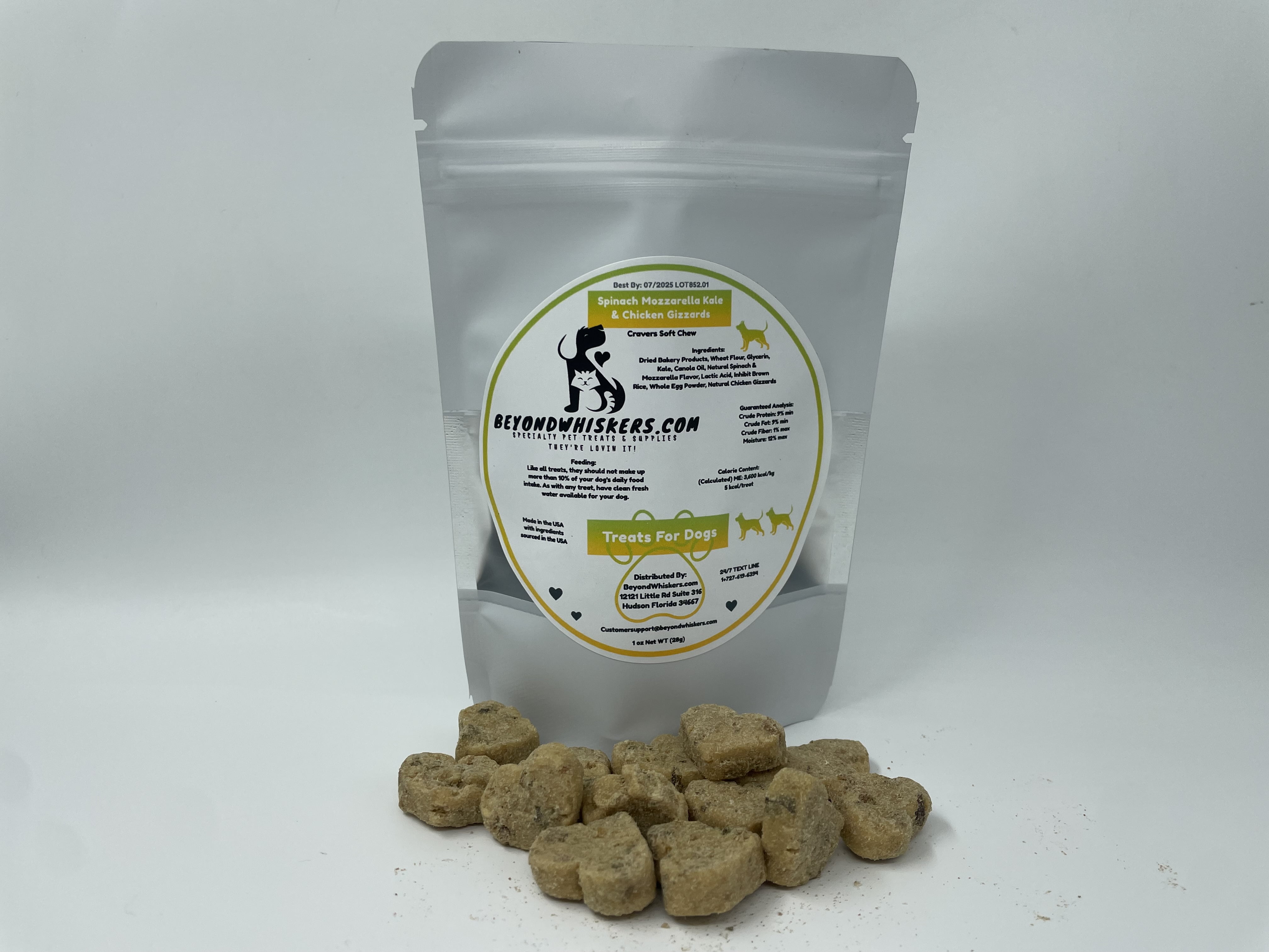 Spinach, Kale, Mozzarella and Chicken Gizzards dog treats, Cravers Soft ...