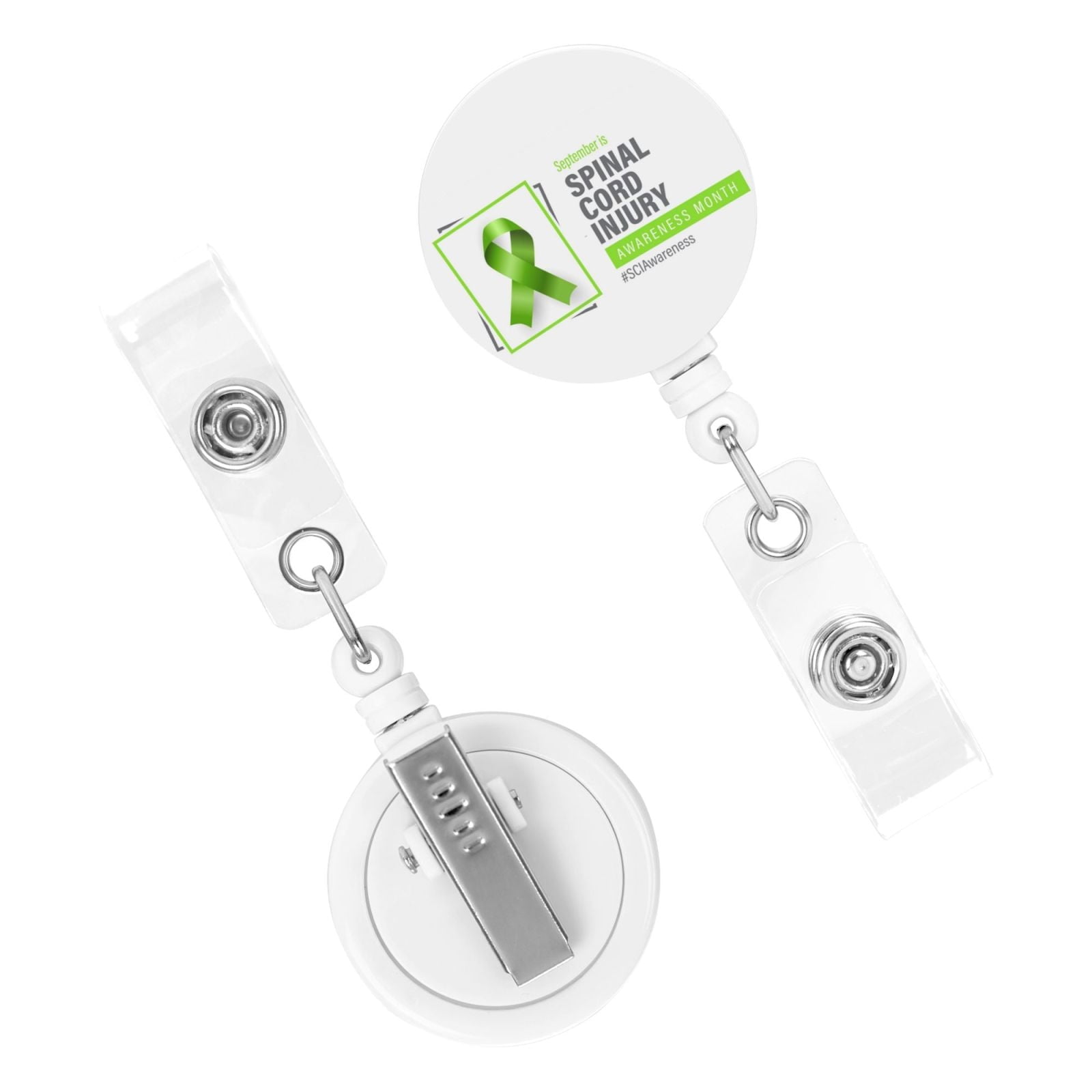 Spinal Cord Injury Awareness Month Green Ribbon Badge Reel Retractable ...