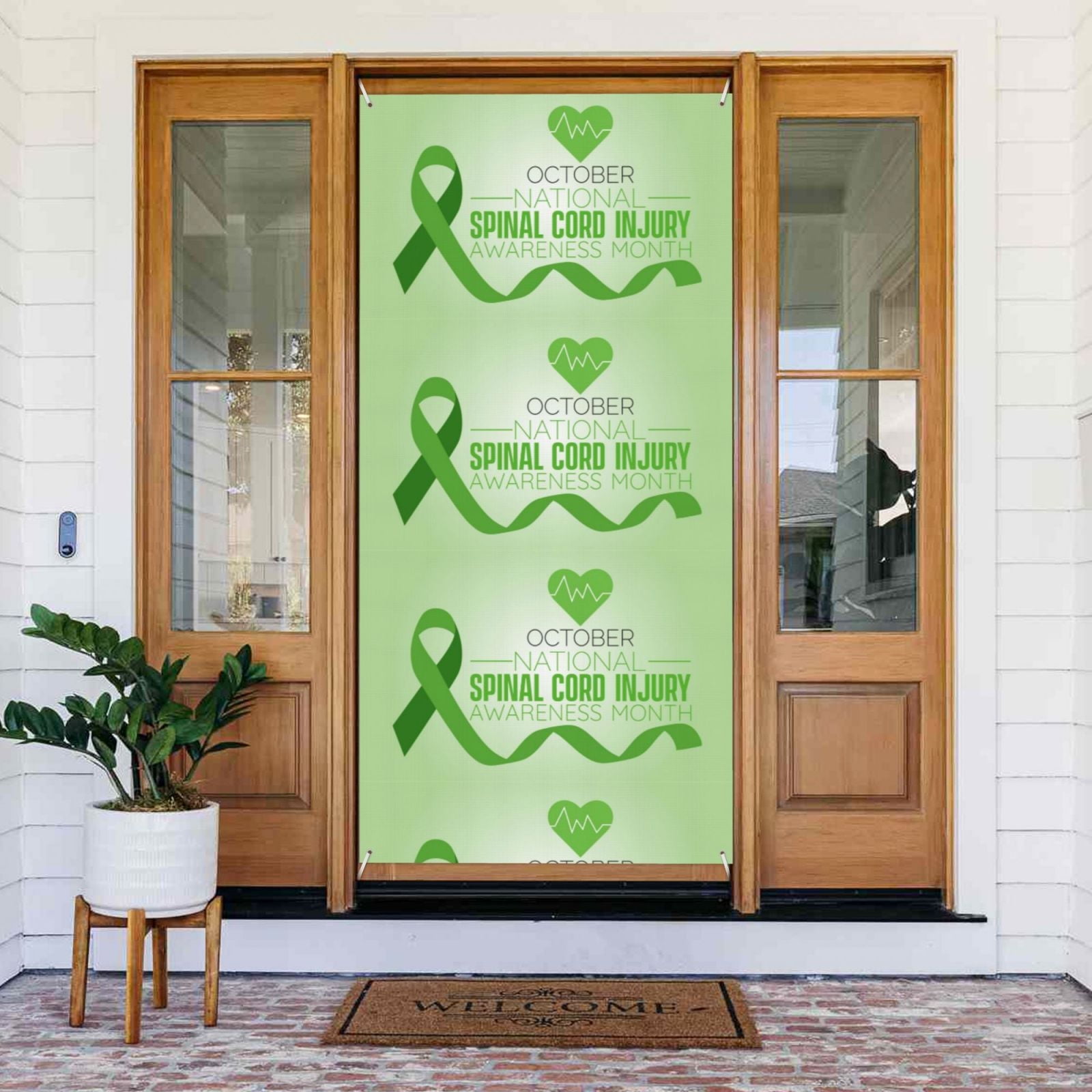 Spinal Cord Injury Awareness Month Green Ribbon Door Cover Decoration ...