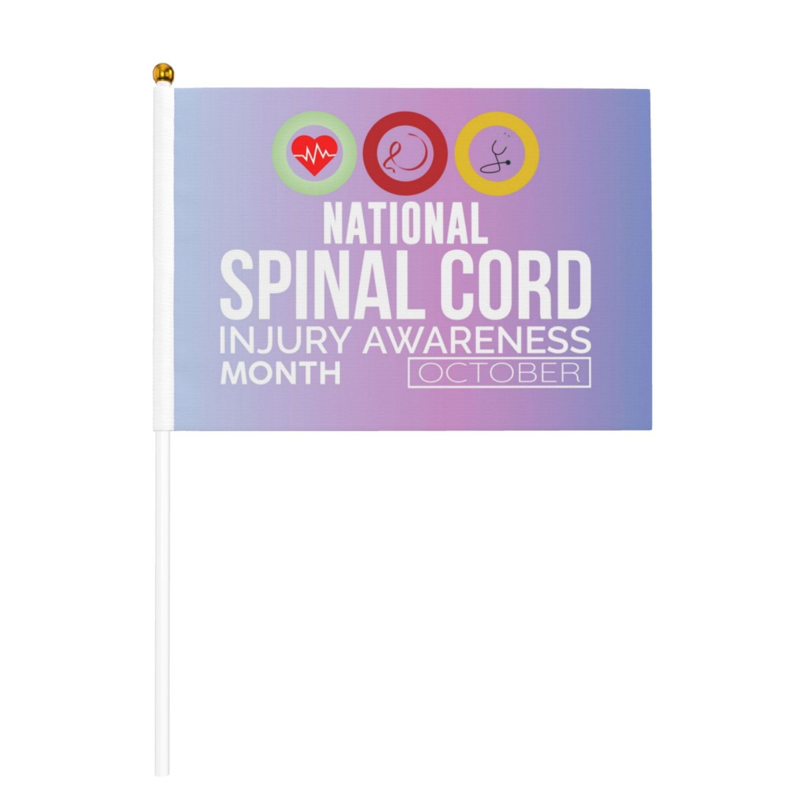 Spinal Cord Injury Awareness Month Green Ribbon Flag Small Mini Hand ...