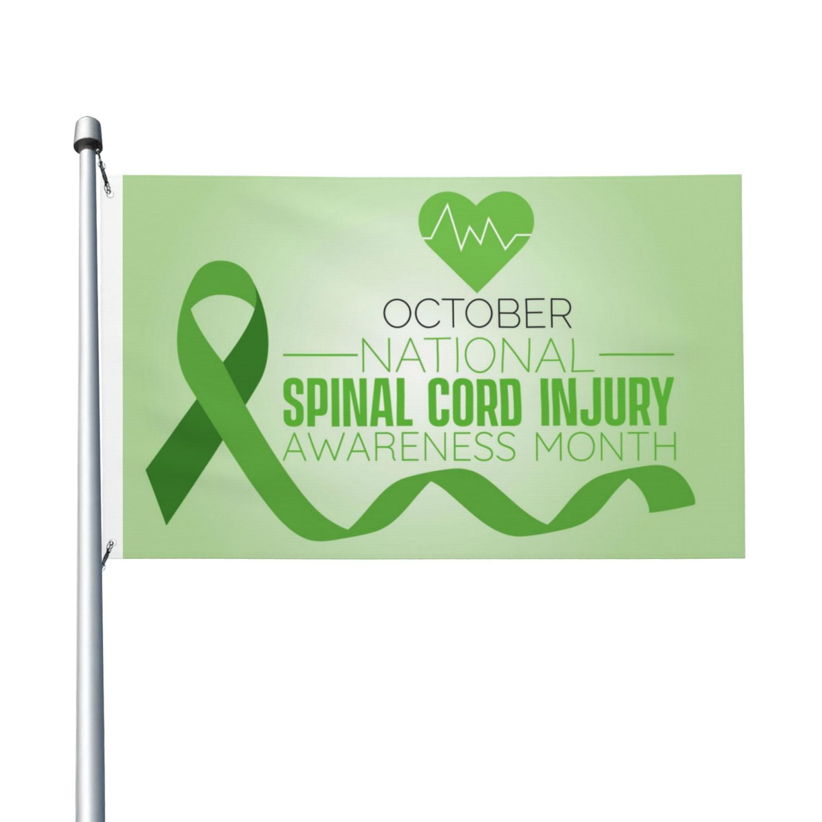 Spinal Cord Injury Awareness Month Green Ribbon Garden Flags 3x5 Ft ...