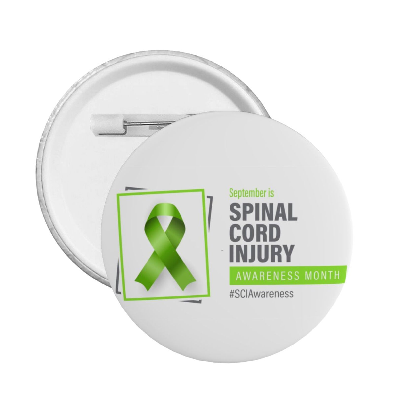 Spinal Cord Injury Awareness Month Green Ribbon Pin Button Badge ...