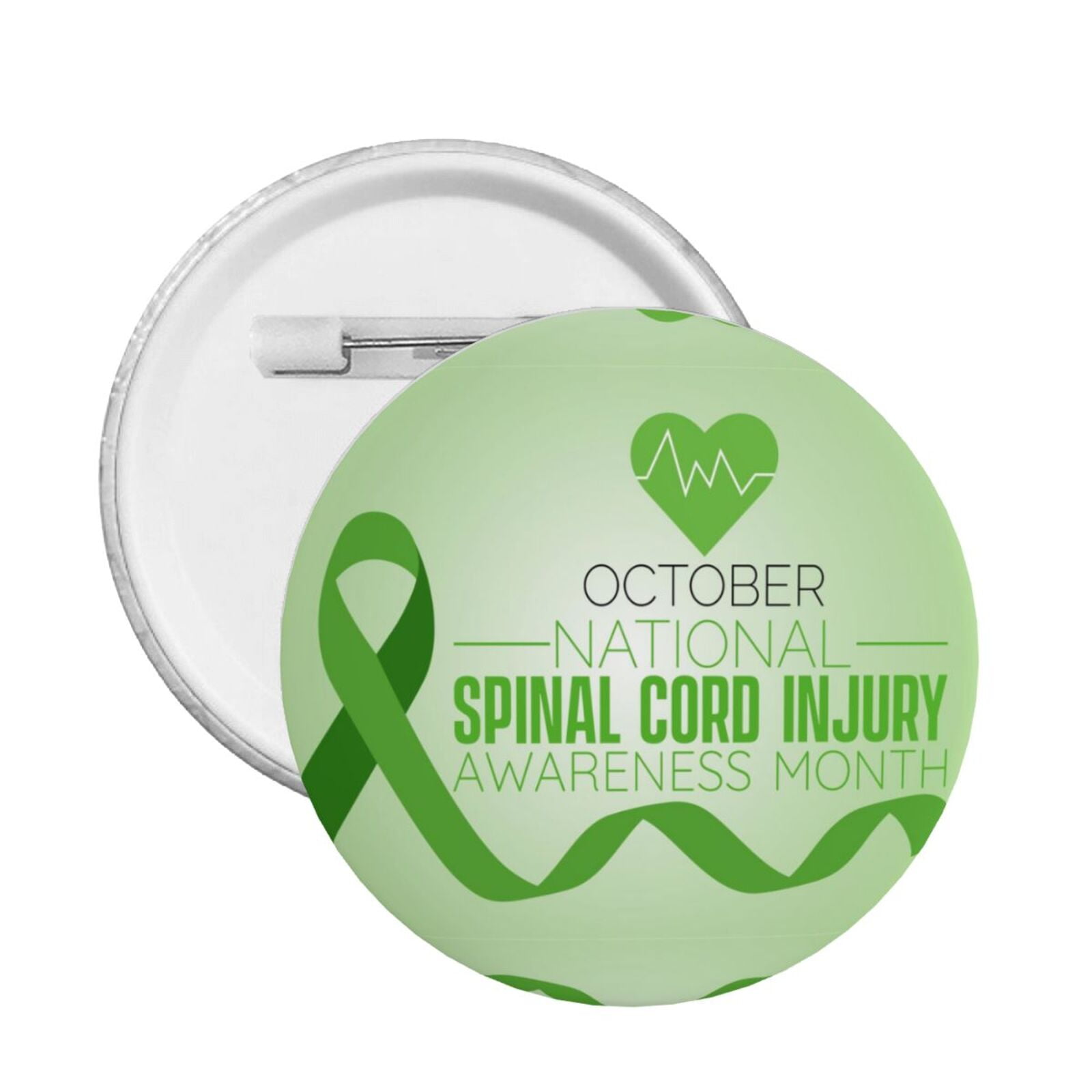 Spinal Cord Injury Awareness Month Green Ribbon Pin Button Badge ...