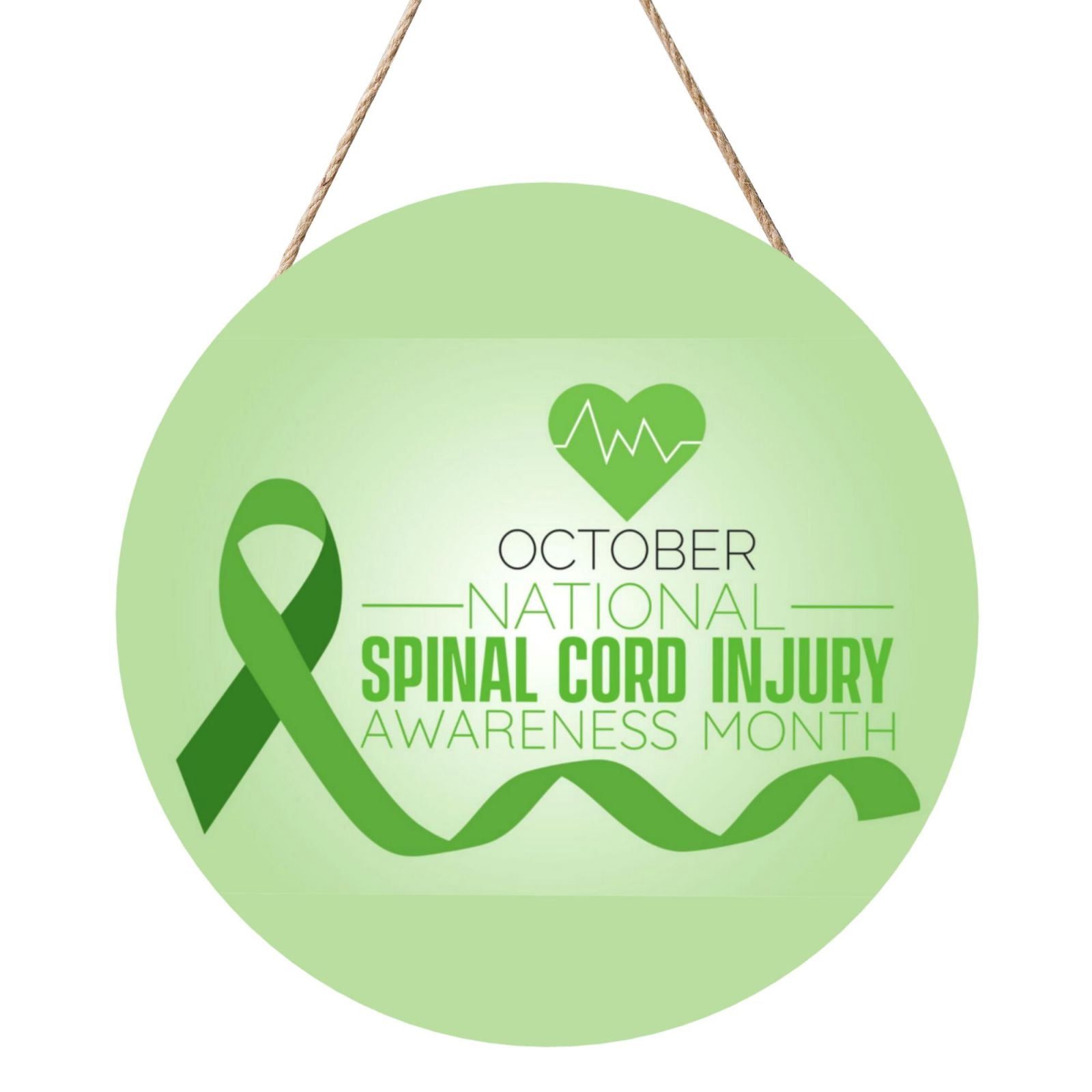 Spinal Cord Injury Awareness Month Green Ribbon Wooden Hanging Sign ...