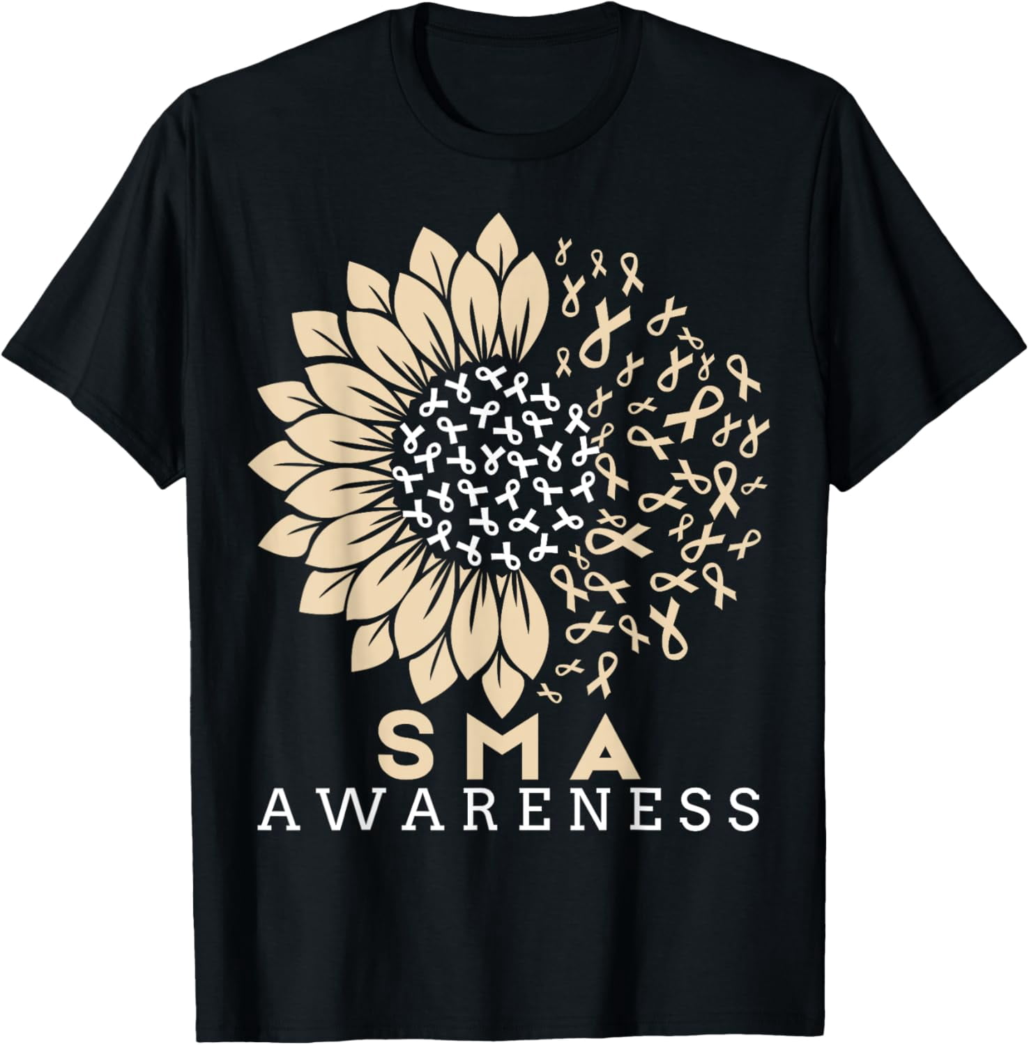 Spinal Muscular Atrophy Awareness Sunflower Ivory Ribbon T-Shirt ...