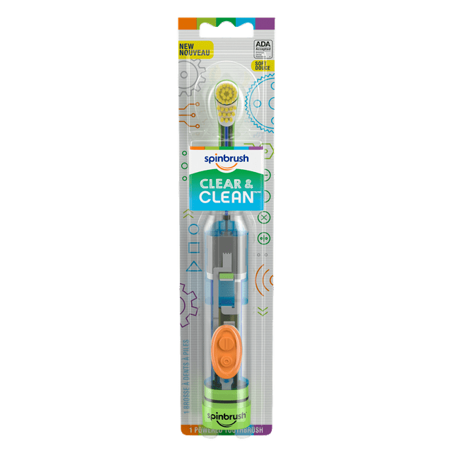 Spinbrush Clear & Clean Kids Toothbrush, Battery-Powered Electric ...