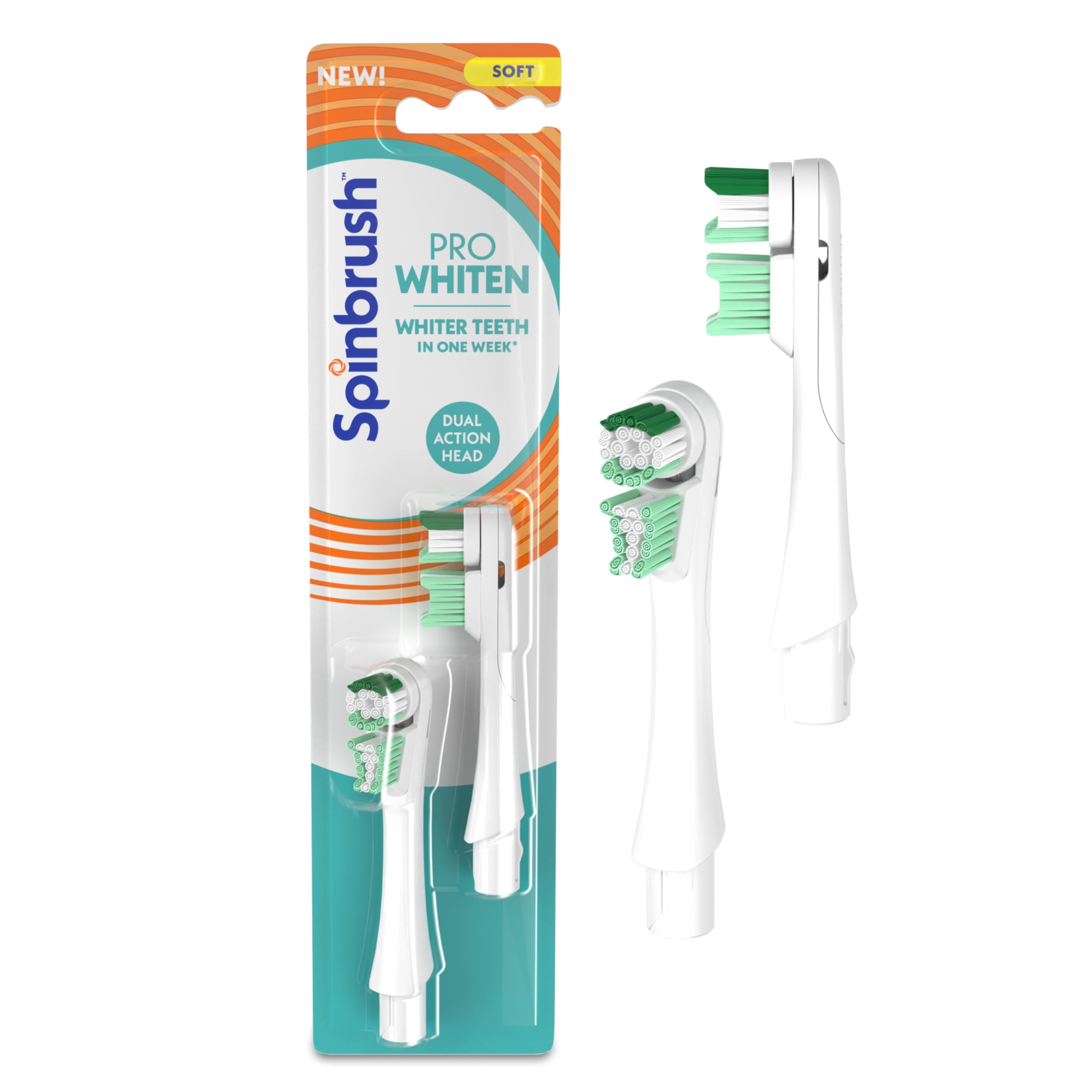 Spinbrush NEW PRO WHITEN Replacement Heads, Electric Toothbrush Refills ...
