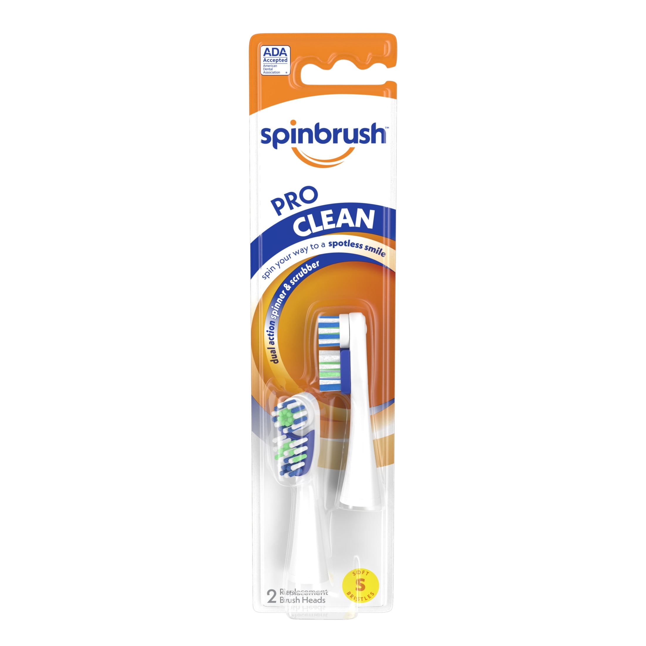 Spinbrush PRO CLEAN Soft Bristles, 2 Replacement Heads for Electric ...