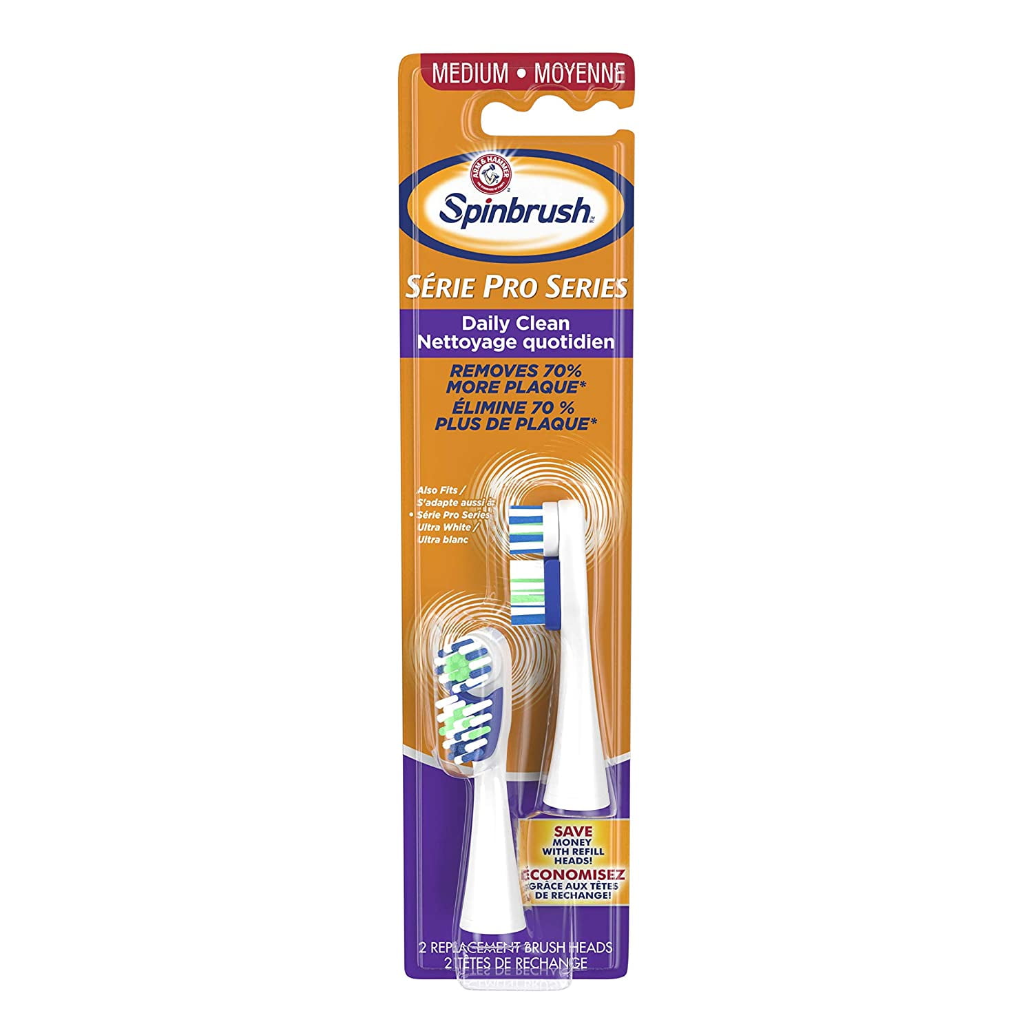 Spinbrush Pro Clean Replacement Heads, Soft Bristles, For Battery ...