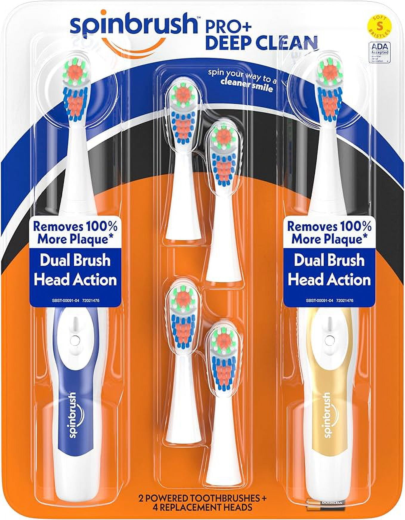 Spinbrush Pro+ Deep Clean Value Pack, Battery Toothbrush for Adults, 2 ...